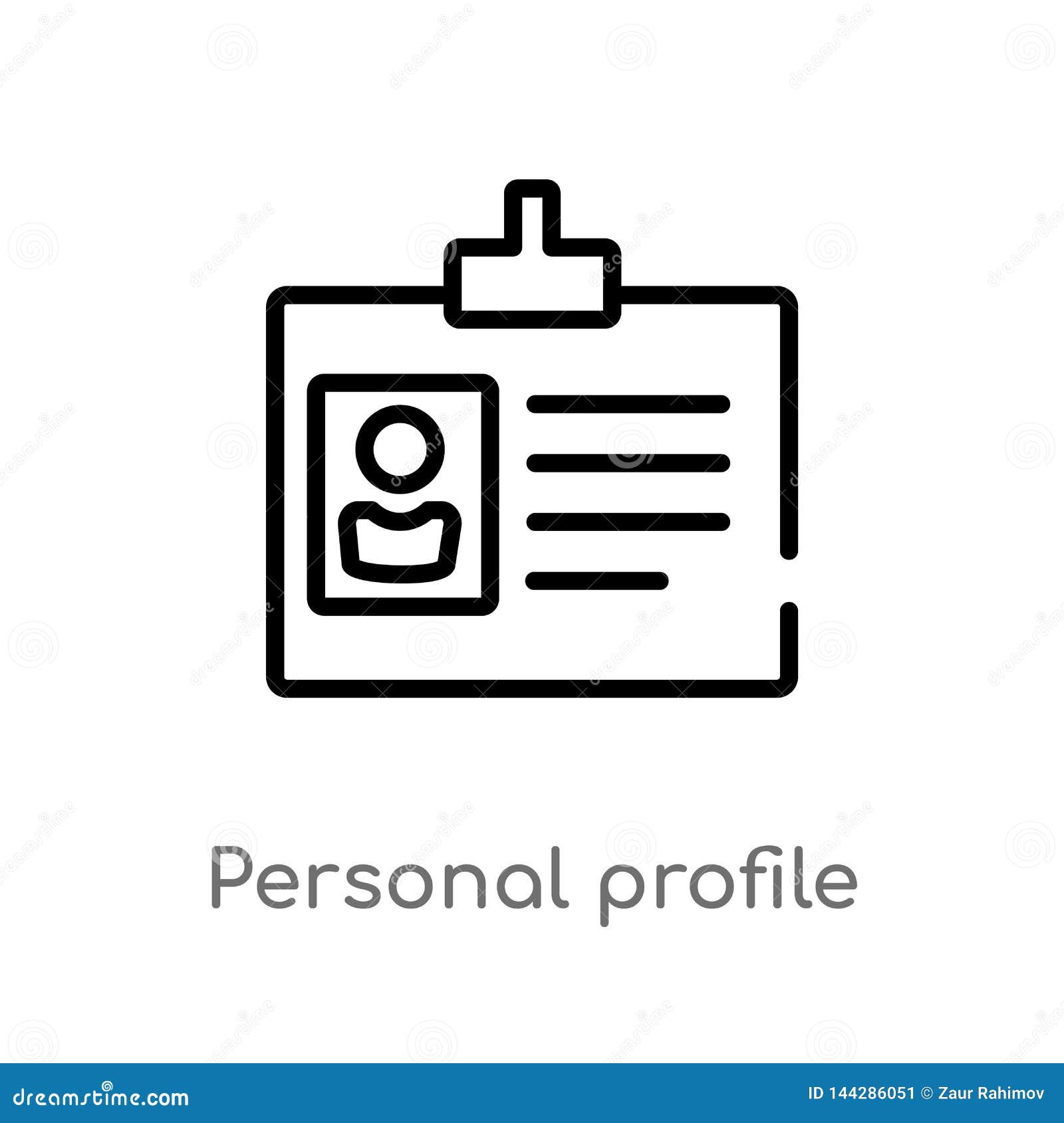 Outline Personal Profile Vector Icon. Isolated Black Simple Line ...