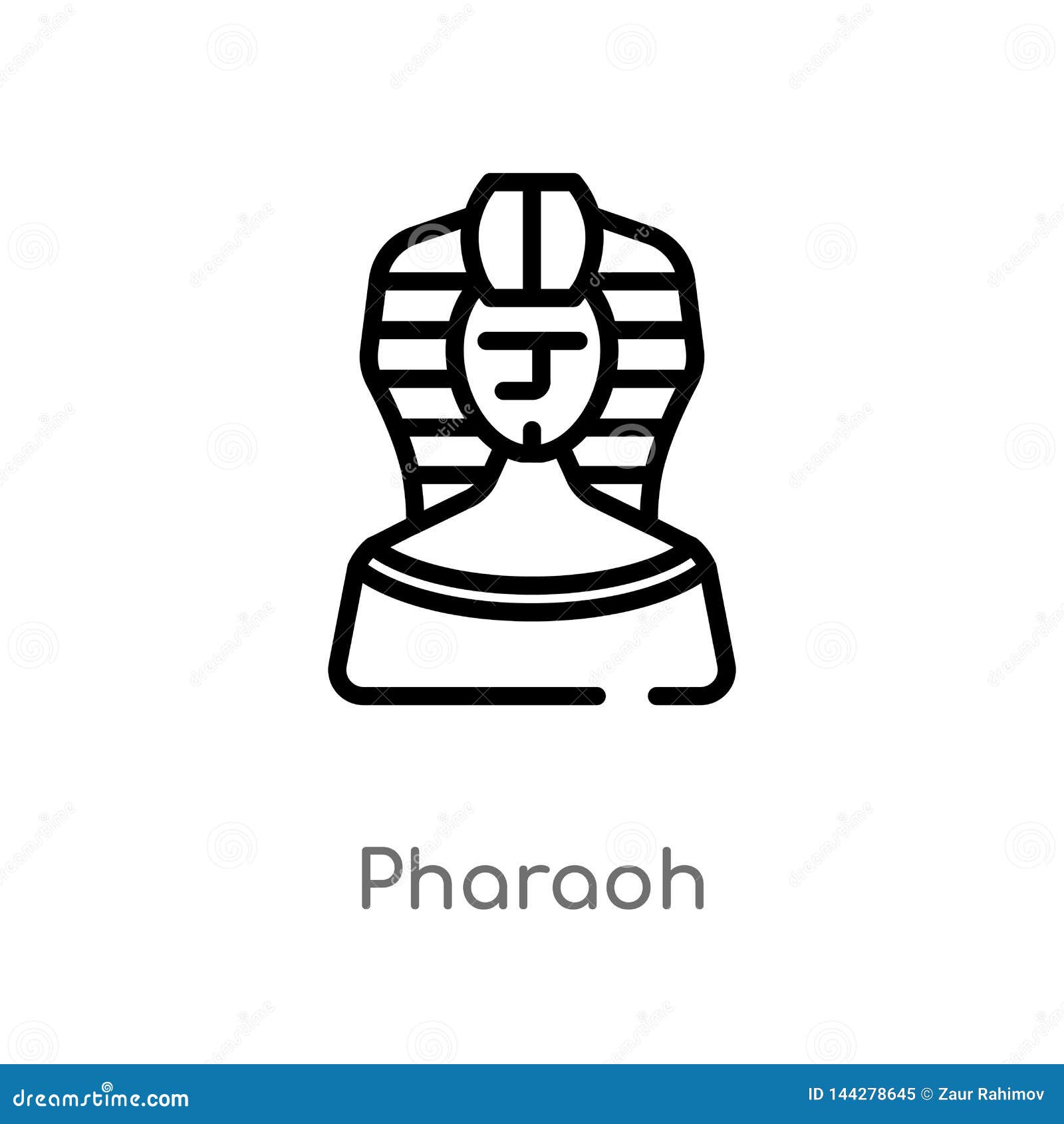 Outline Pharaoh Vector Icon. Isolated Black Simple Line Element ...
