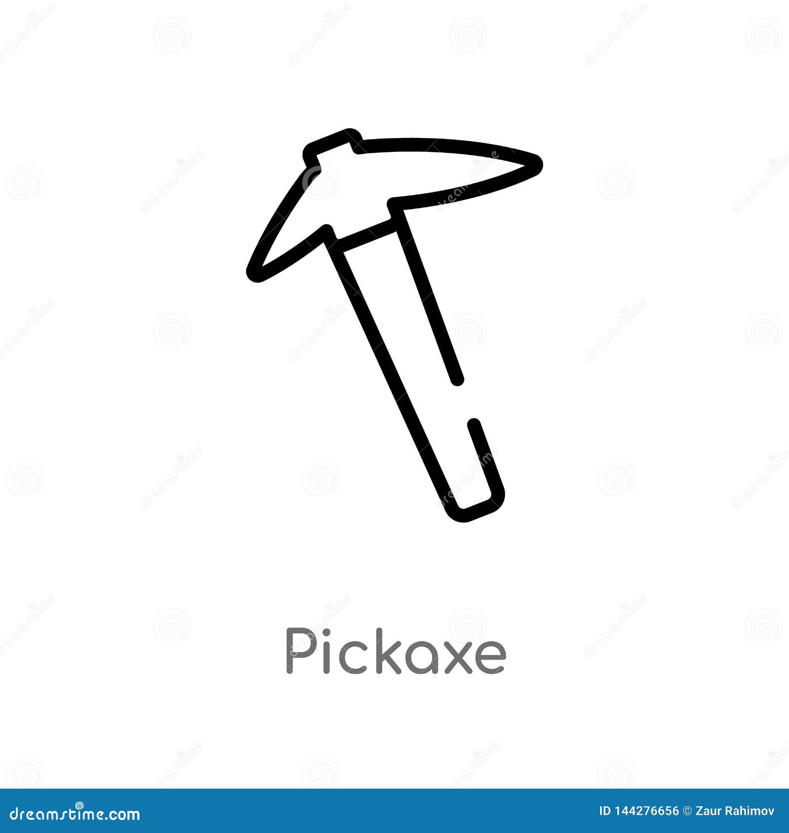 Outline Pickaxe Vector Icon. Isolated Black Simple Line Element ...
