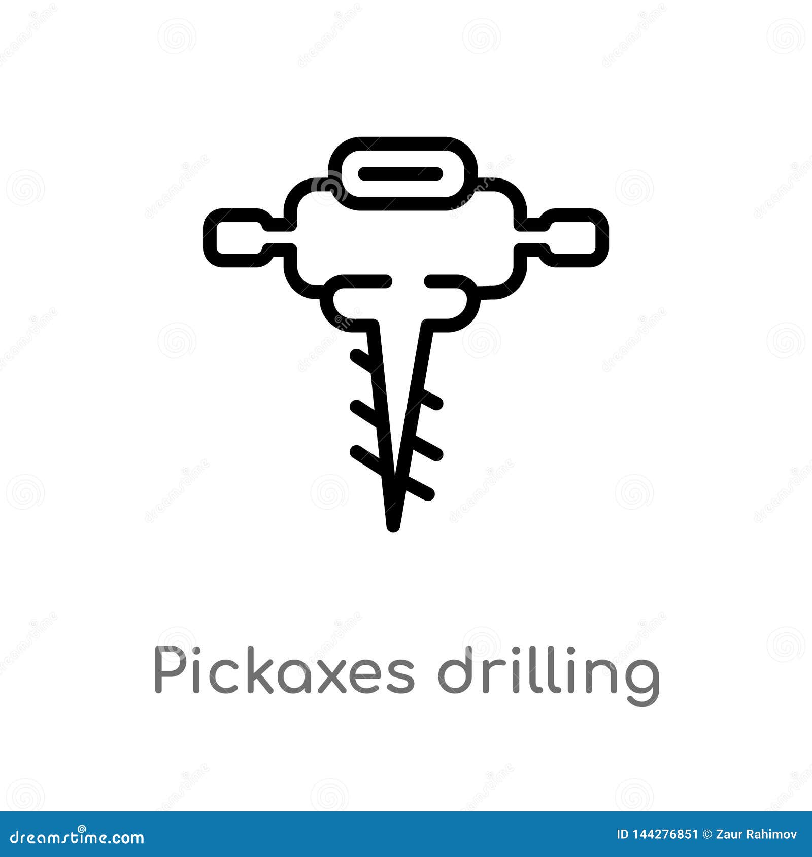 Outline Pickaxes Drilling Vector Icon. Isolated Black Simple Line ...