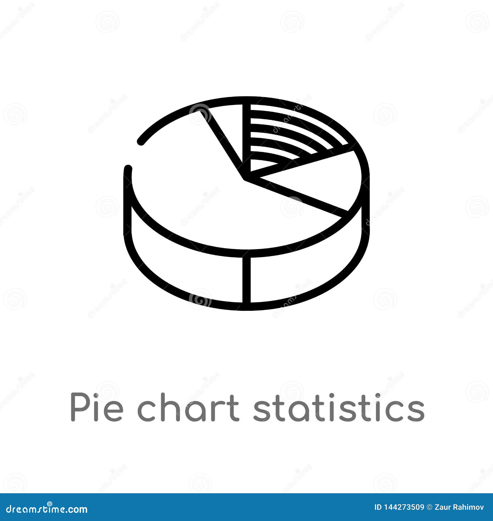 Outline Pie Chart Statistics Vector Icon. Isolated Black Simple Line ...