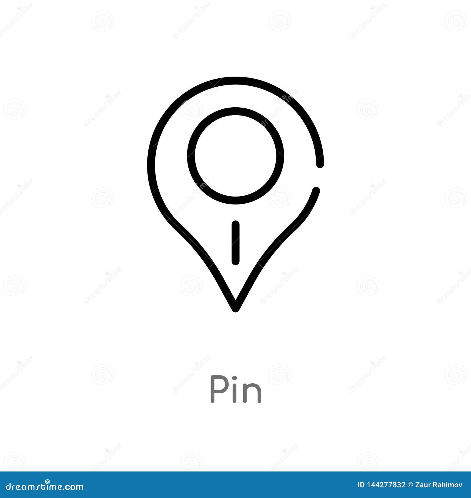 Outline Pin Vector Icon. Isolated Black Simple Line Element ...