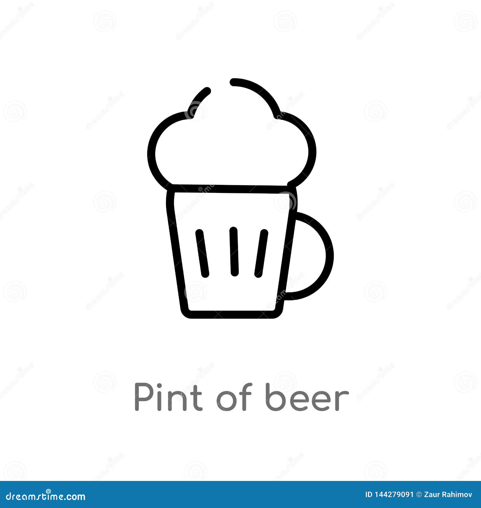 Outline Pint of Beer Vector Icon. Isolated Black Simple Line Element ...