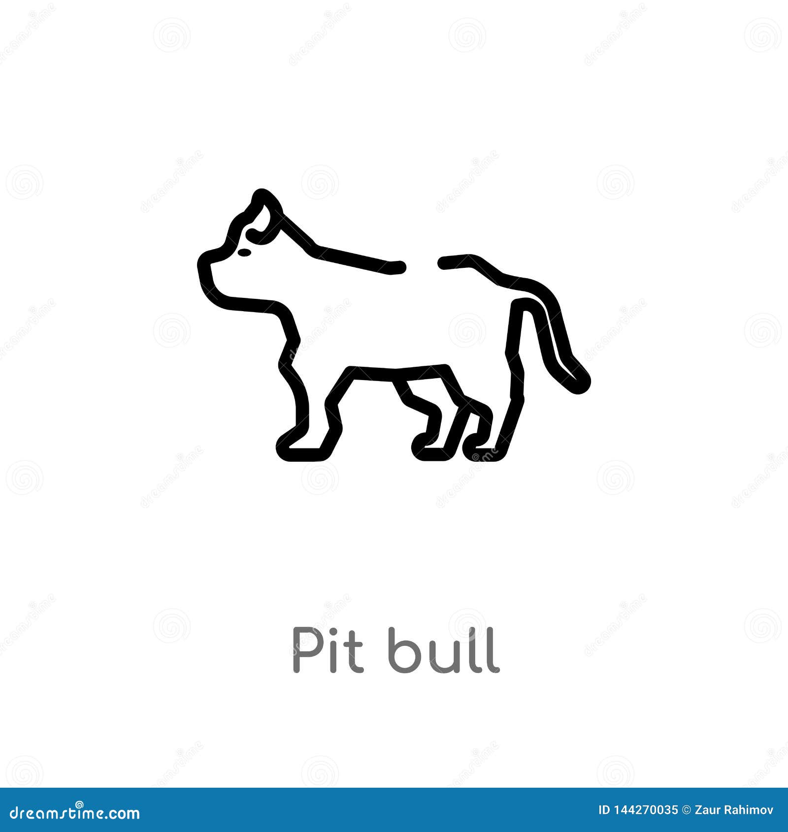 Outline Pit Bull Vector Icon. Isolated Black Simple Line Element ...