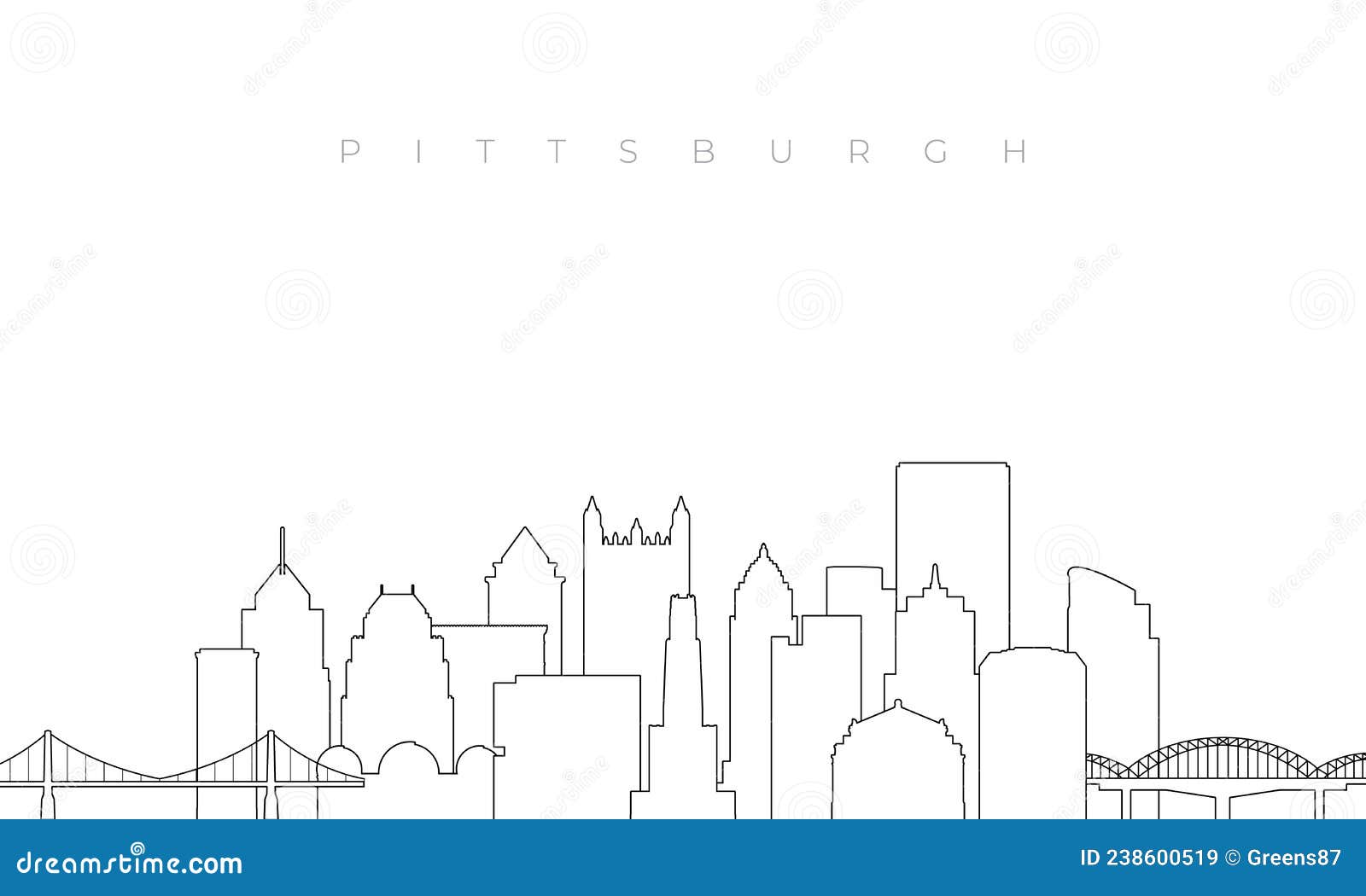 Outline Pittsburgh Skyline. Stock Illustration - Illustration of scene ...