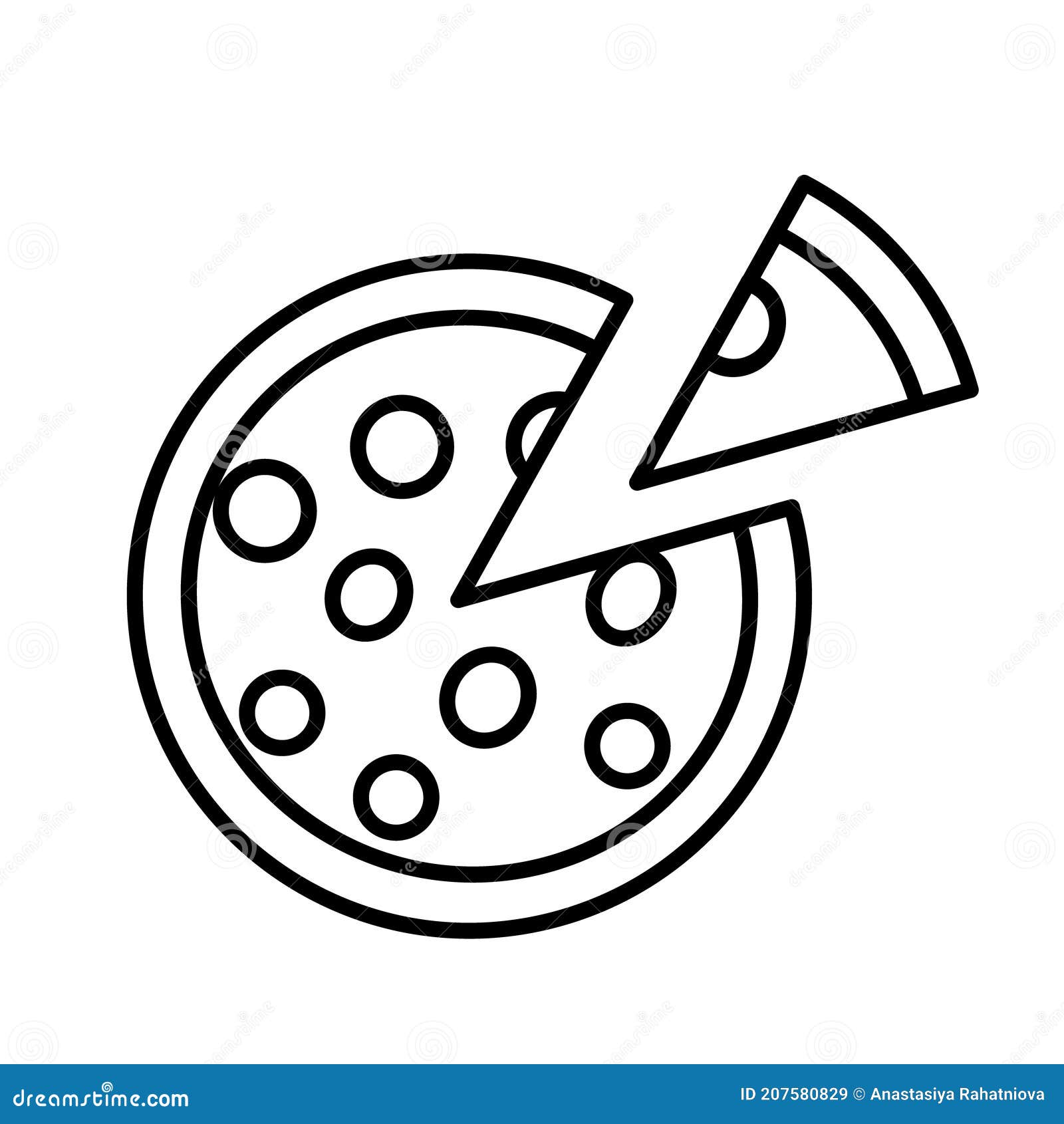 Outline Pizza Isolated On White Background. Coloring Page Cartoon ...