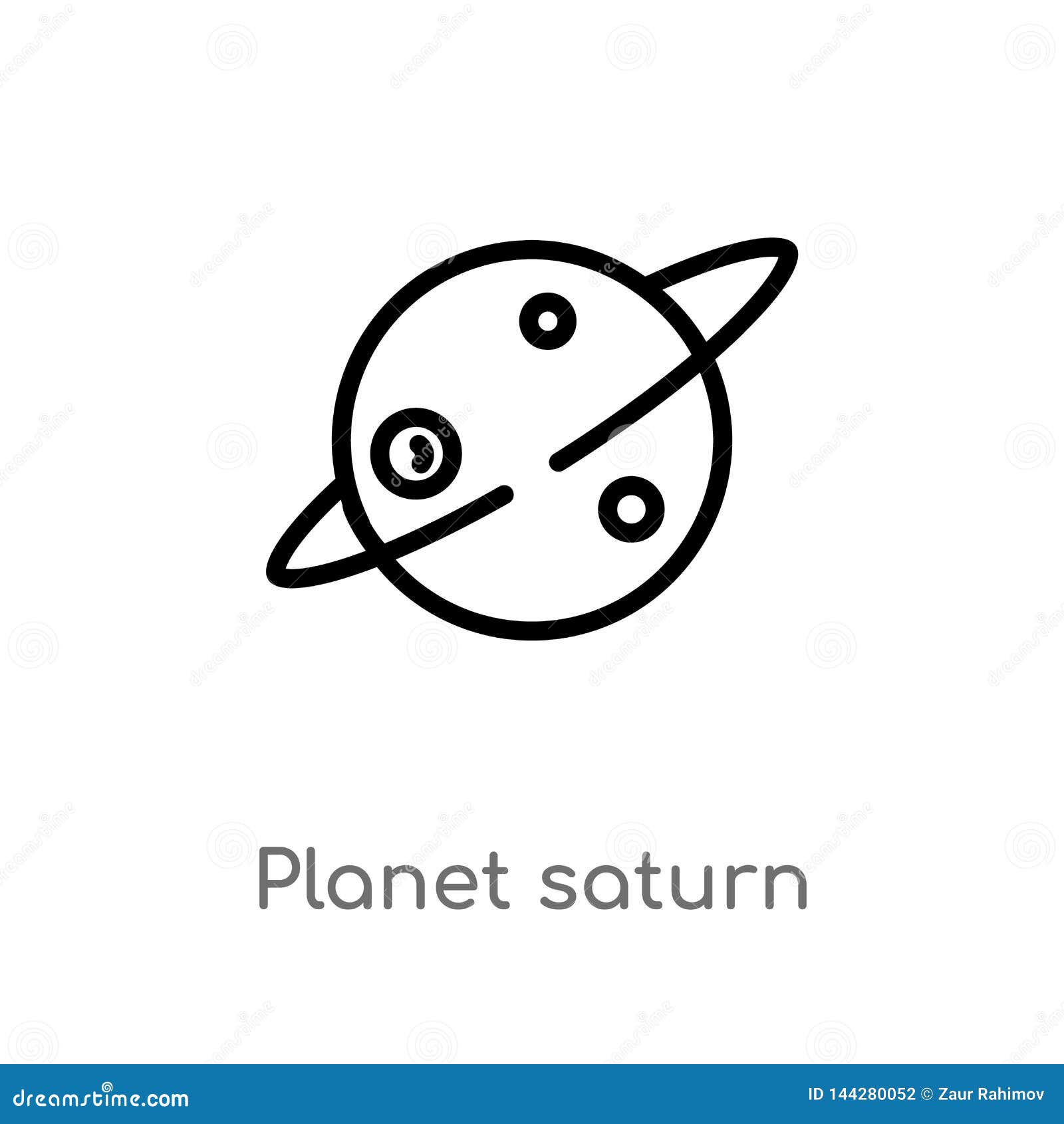 Outline Planet Saturn Vector Icon. Isolated Black Simple Line Element ...