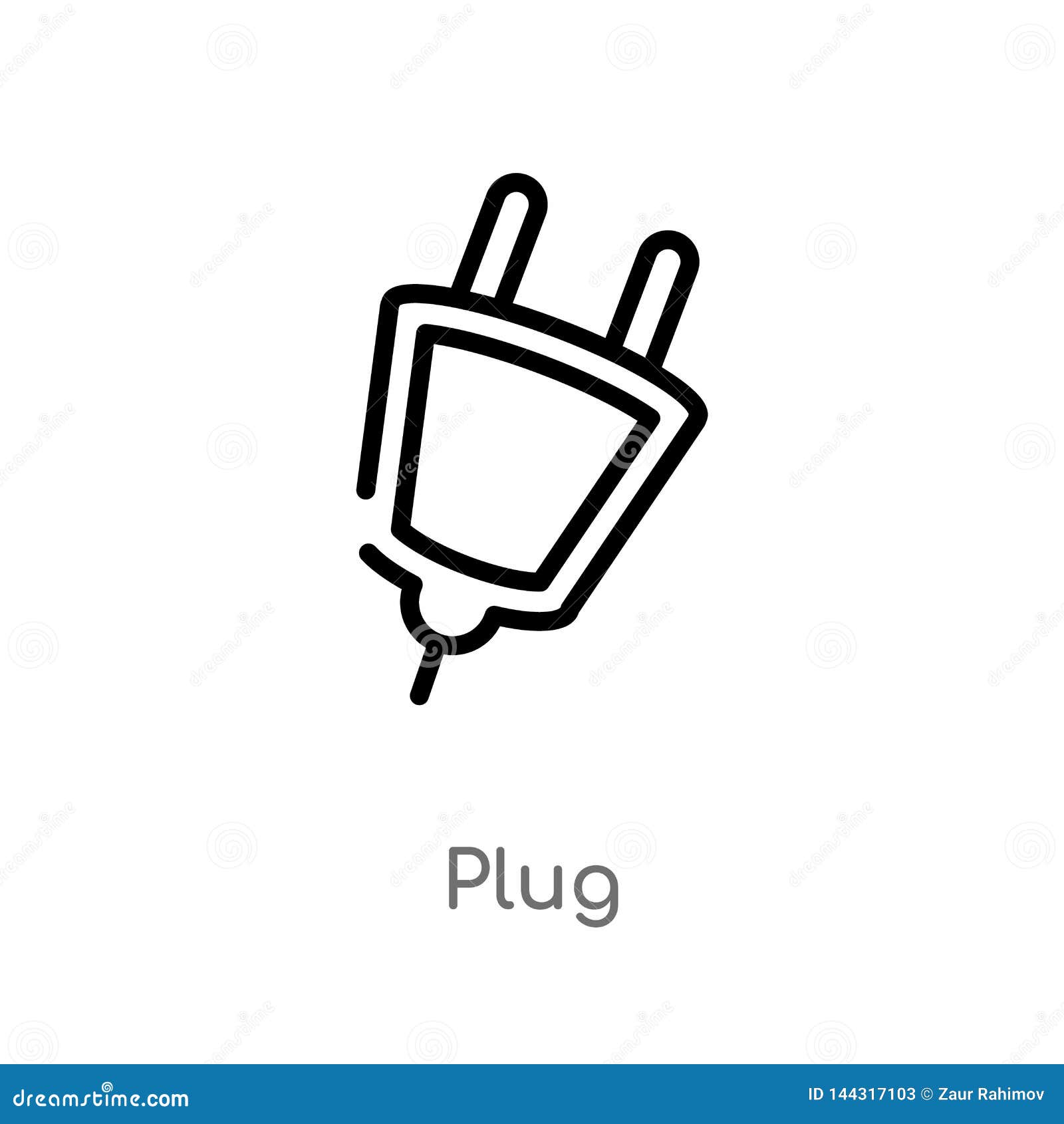 Outline Plug Vector Icon. Isolated Black Simple Line Element ...