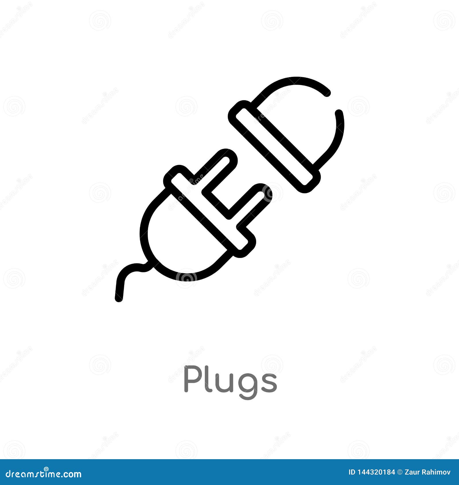 Outline Plugs Vector Icon. Isolated Black Simple Line Element ...