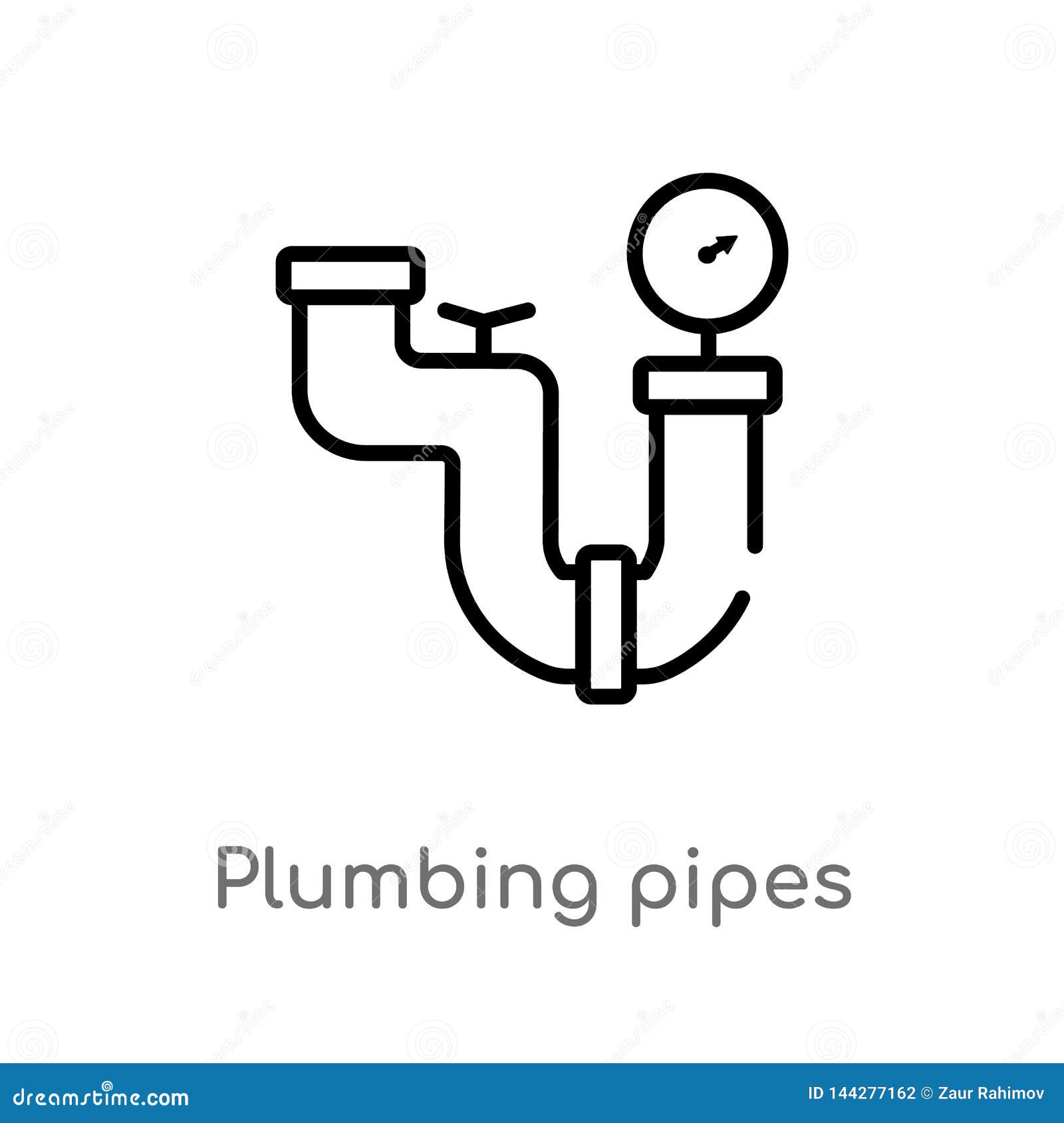 Outline Plumbing Pipes Vector Icon. Isolated Black Simple Line Element Illustration from ...