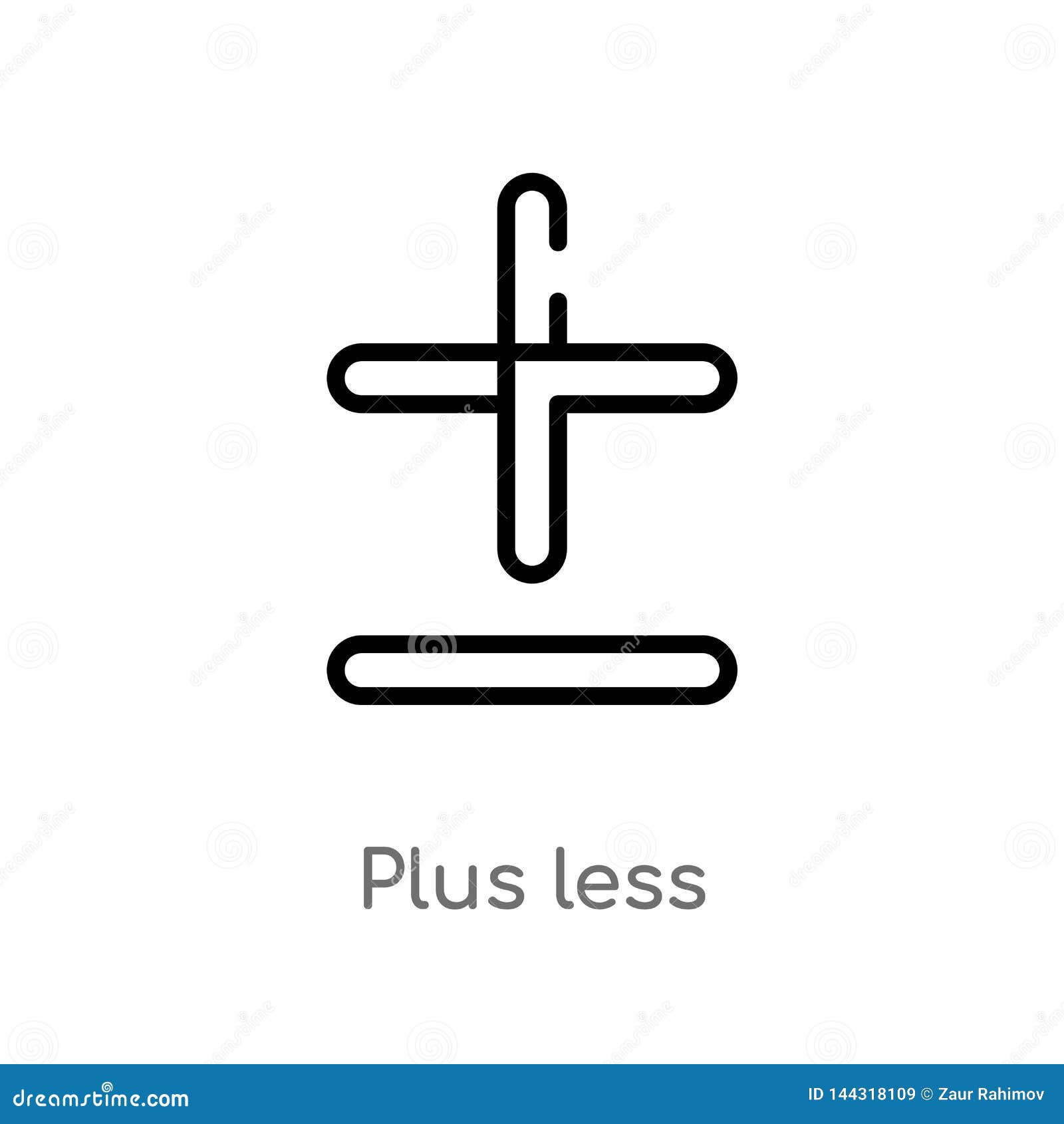 Outline Plus less Vector Icon. Isolated Black Simple Line Element ...