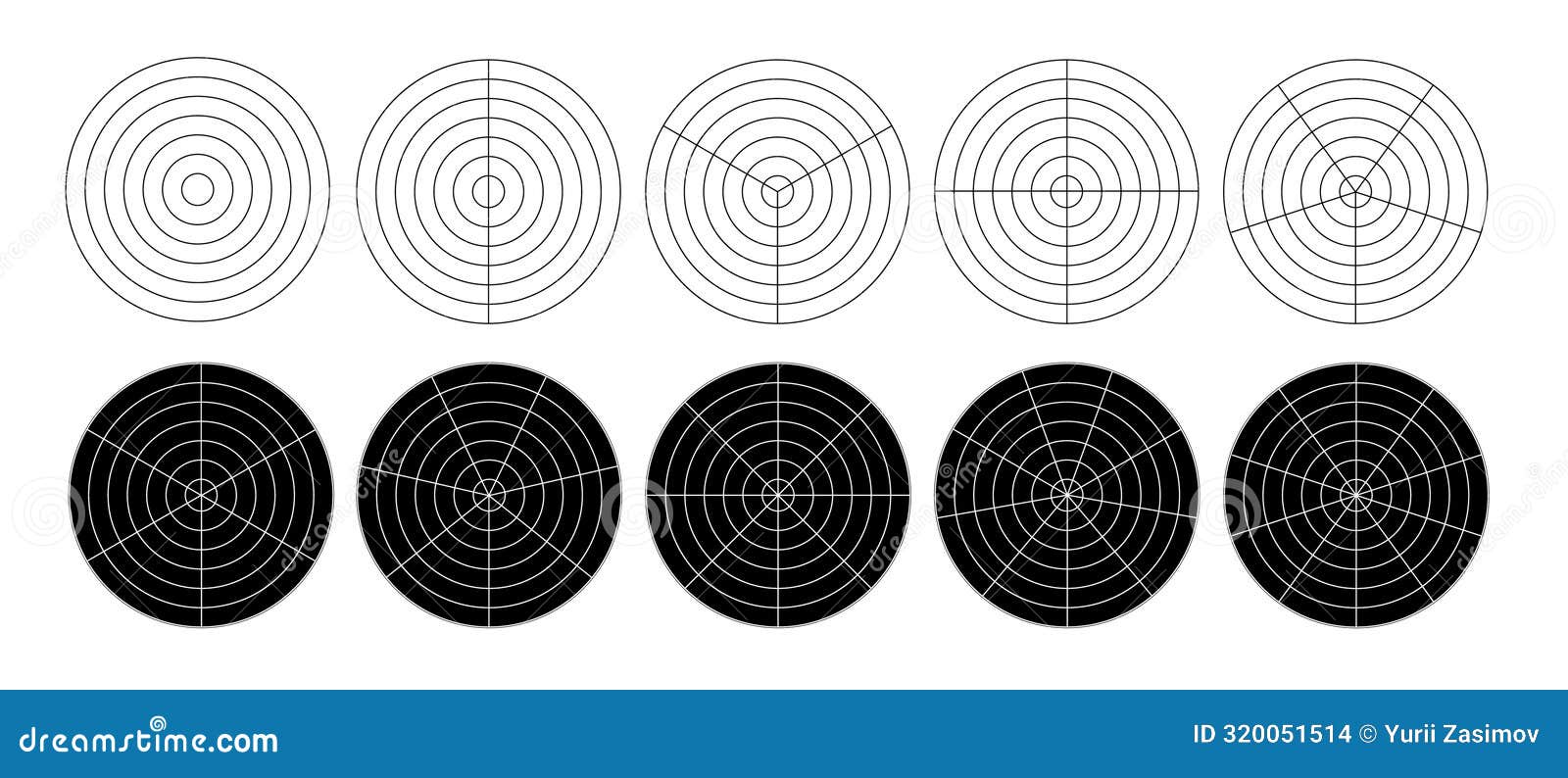 Polar Grid Concentric Circles Icon. Wheel Of Life Or Habits Tracker ...