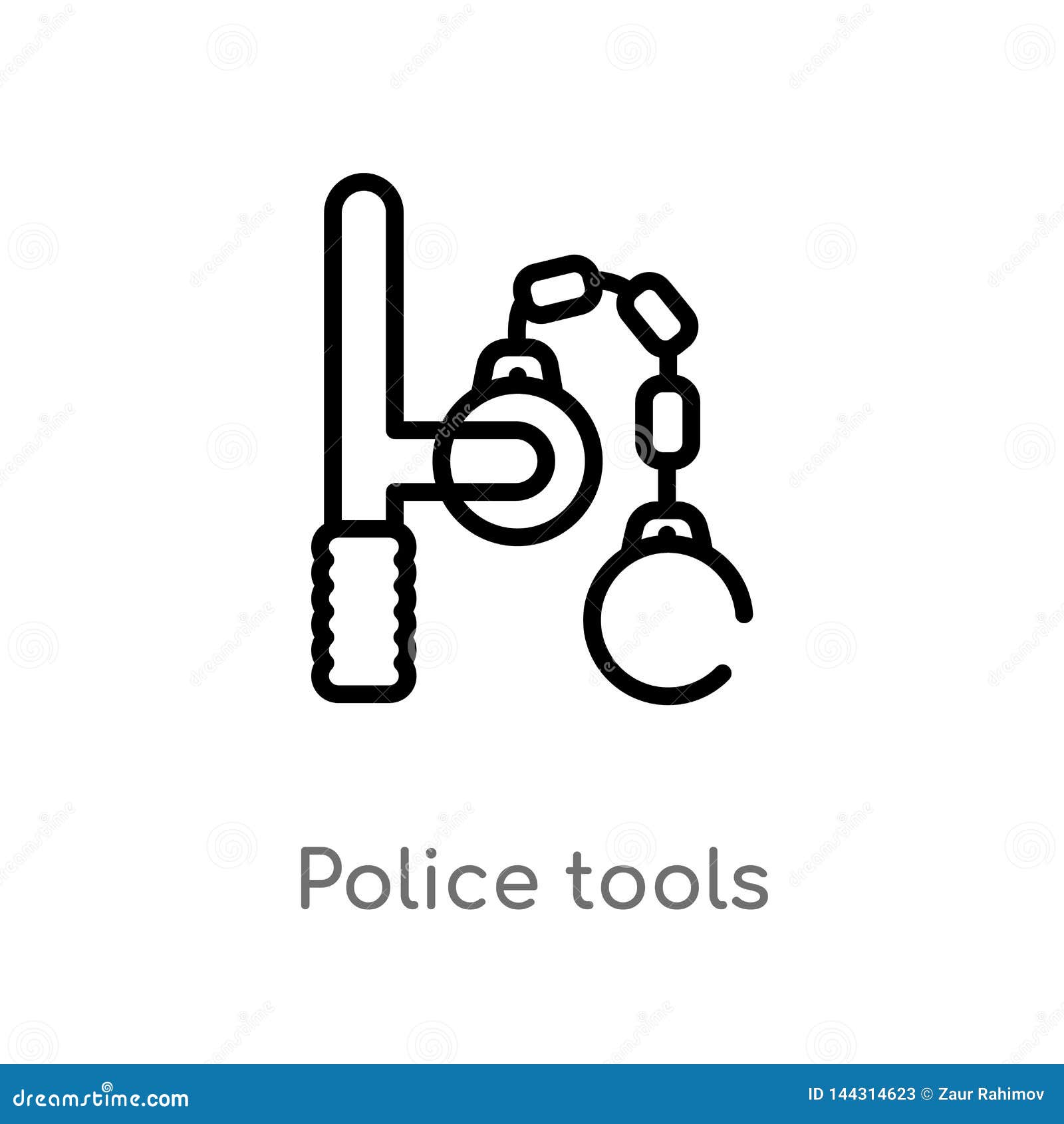 Outline Police Tools Vector Icon. Isolated Black Simple Line Element ...