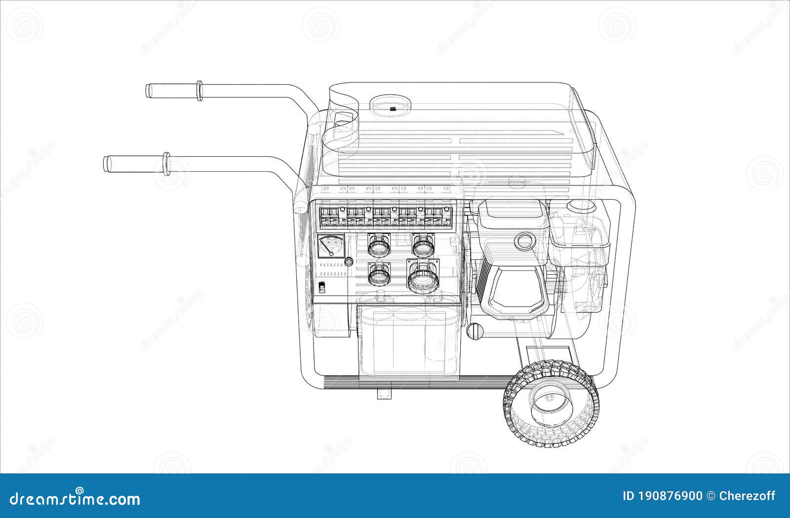 Outline Portable Gasoline Generator Stock Illustration - Illustration ...