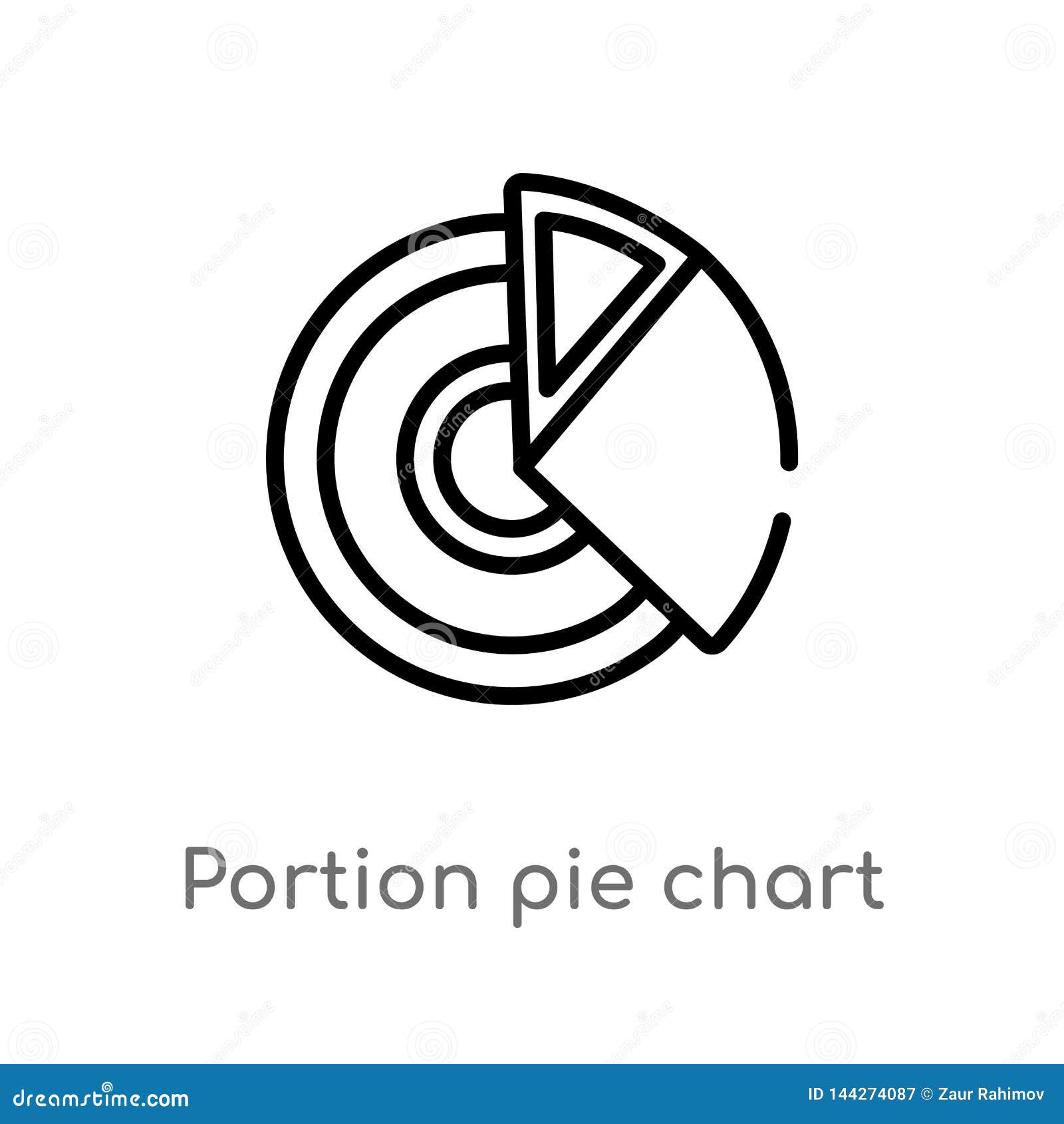 Outline Portion Pie Chart Vector Icon. Isolated Black Simple Line ...