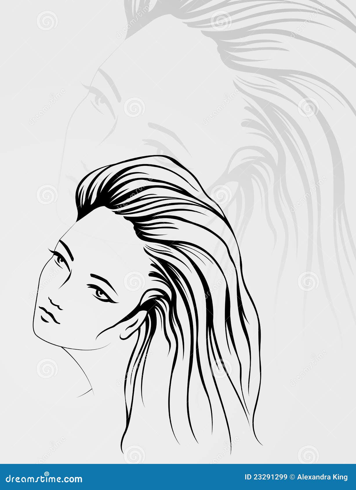 Outline portrait stock illustration. Illustration of attractive - 23291299