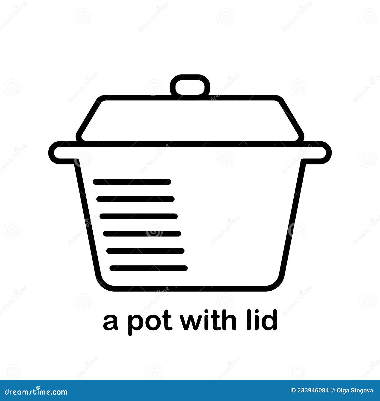 Outline Pot with Lid for Kitchenware, Isolated Flat Vector Illustration ...