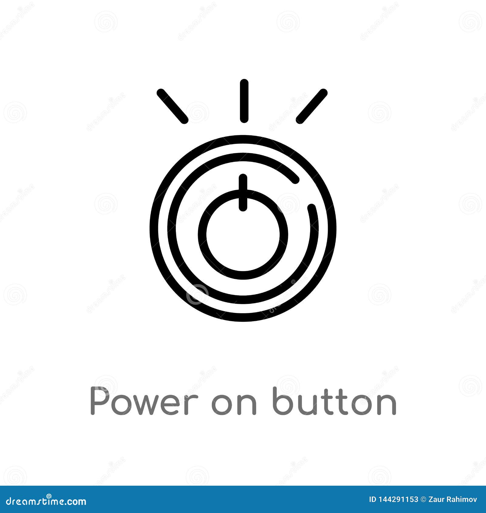 Outline Power on Button Vector Icon. Isolated Black Simple Line Element ...