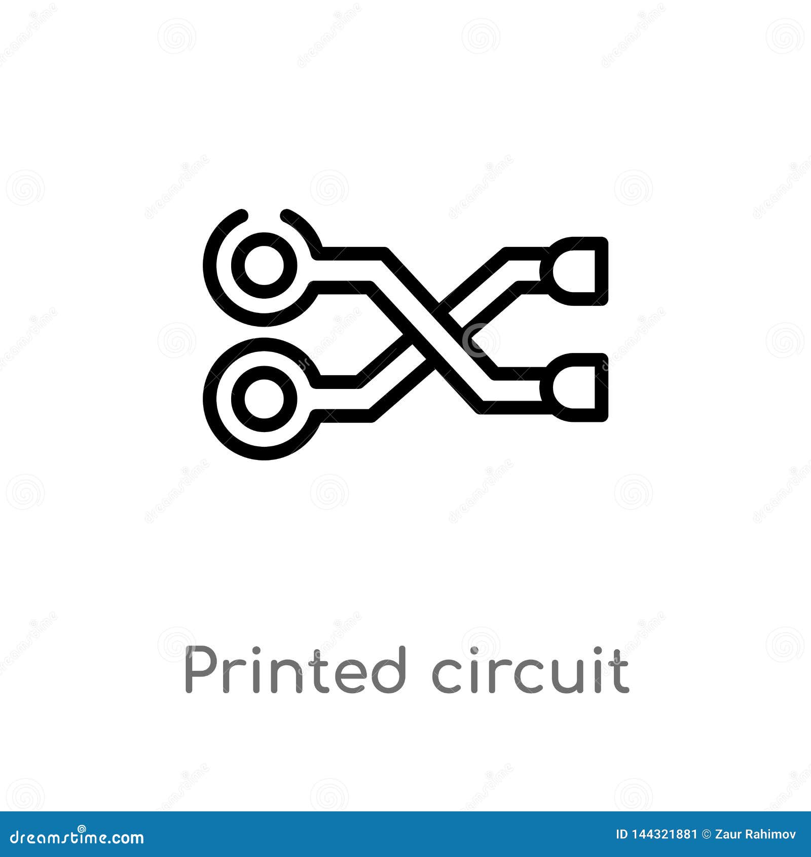 Outline Printed Circuit Connections Vector Icon. Isolated Black Simple ...