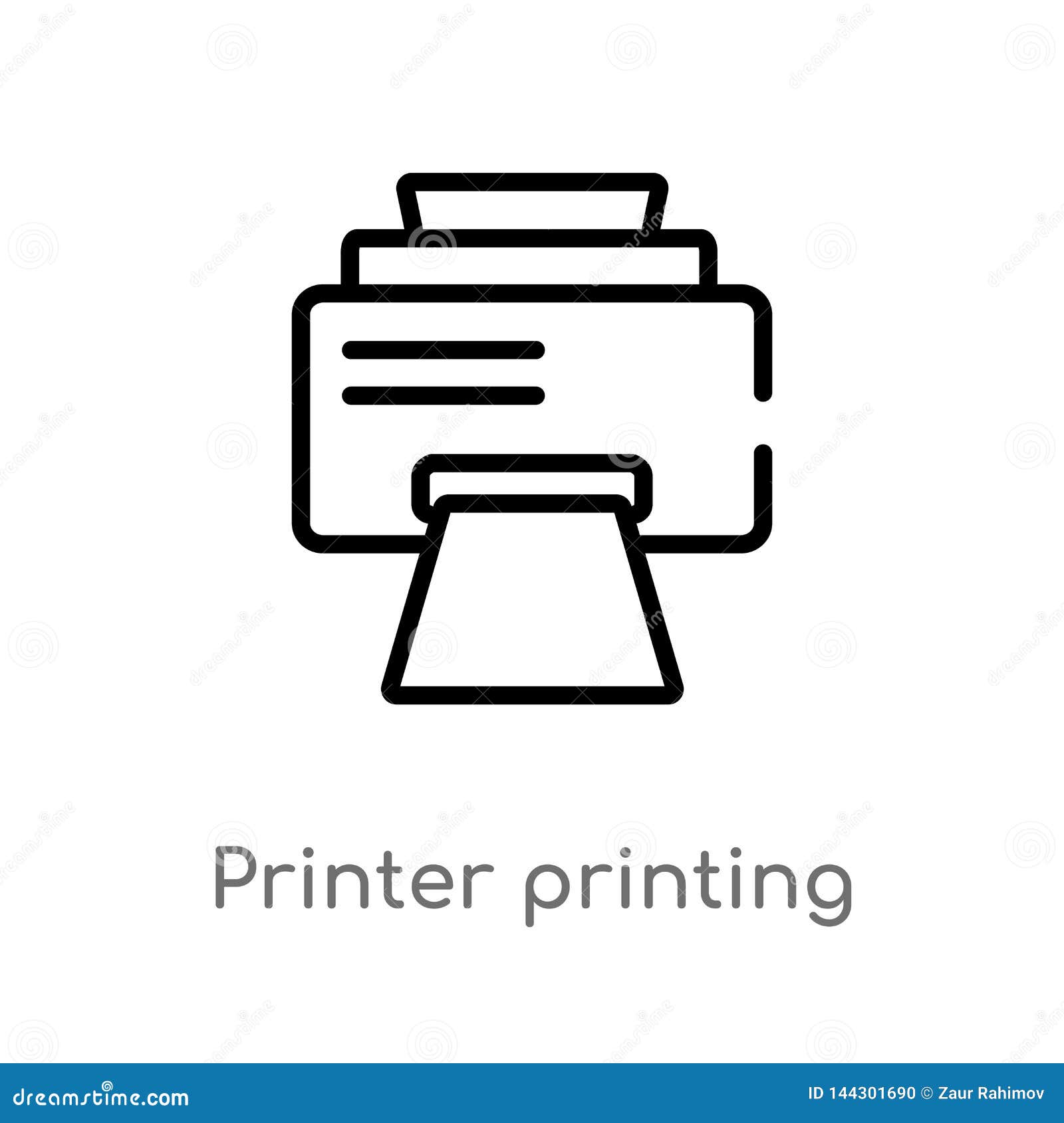 Outline Printer Printing Squares Vector Icon. Isolated Black Simple ...