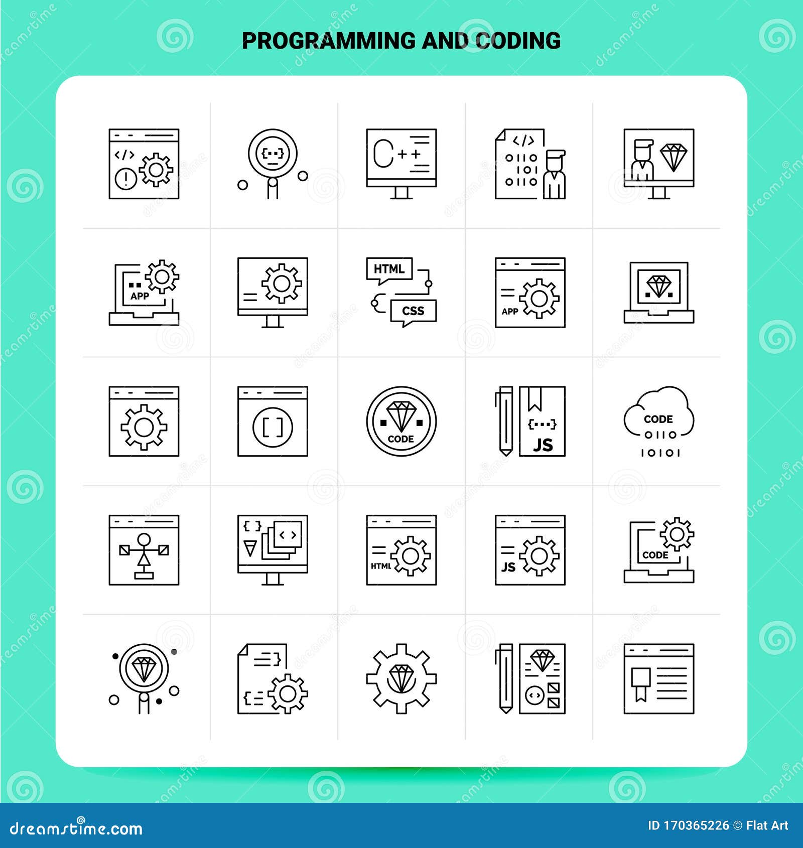 Outline 25 Programming And Coding Icon Set Vector Line Style Design Black Icons Set Linear