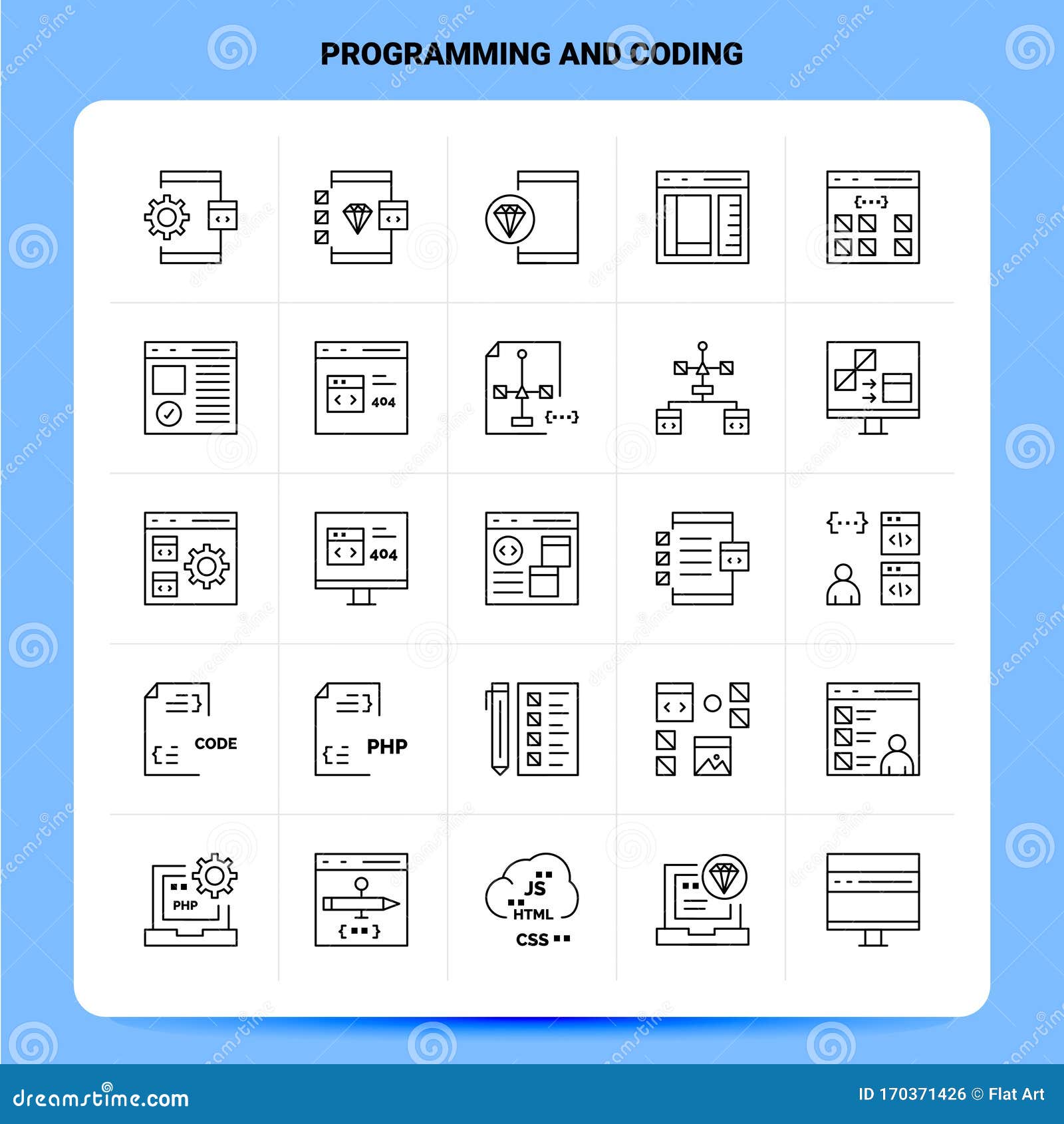 Outline 25 Programming And Coding Icon Set Vector Line Style Design Black Icons Set Linear