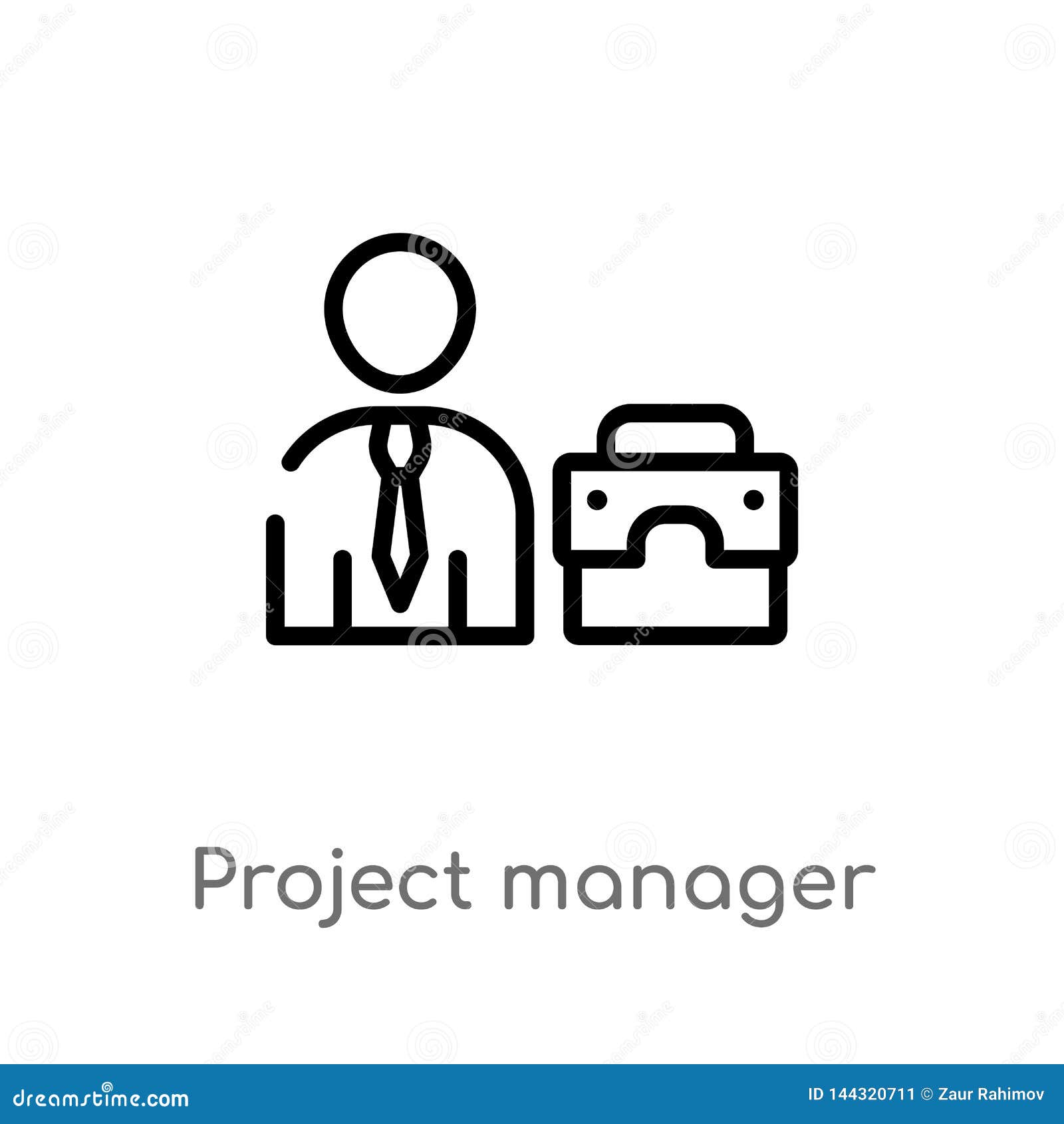 Outline Project Manager Vector Icon. Isolated Black Simple Line Element ...