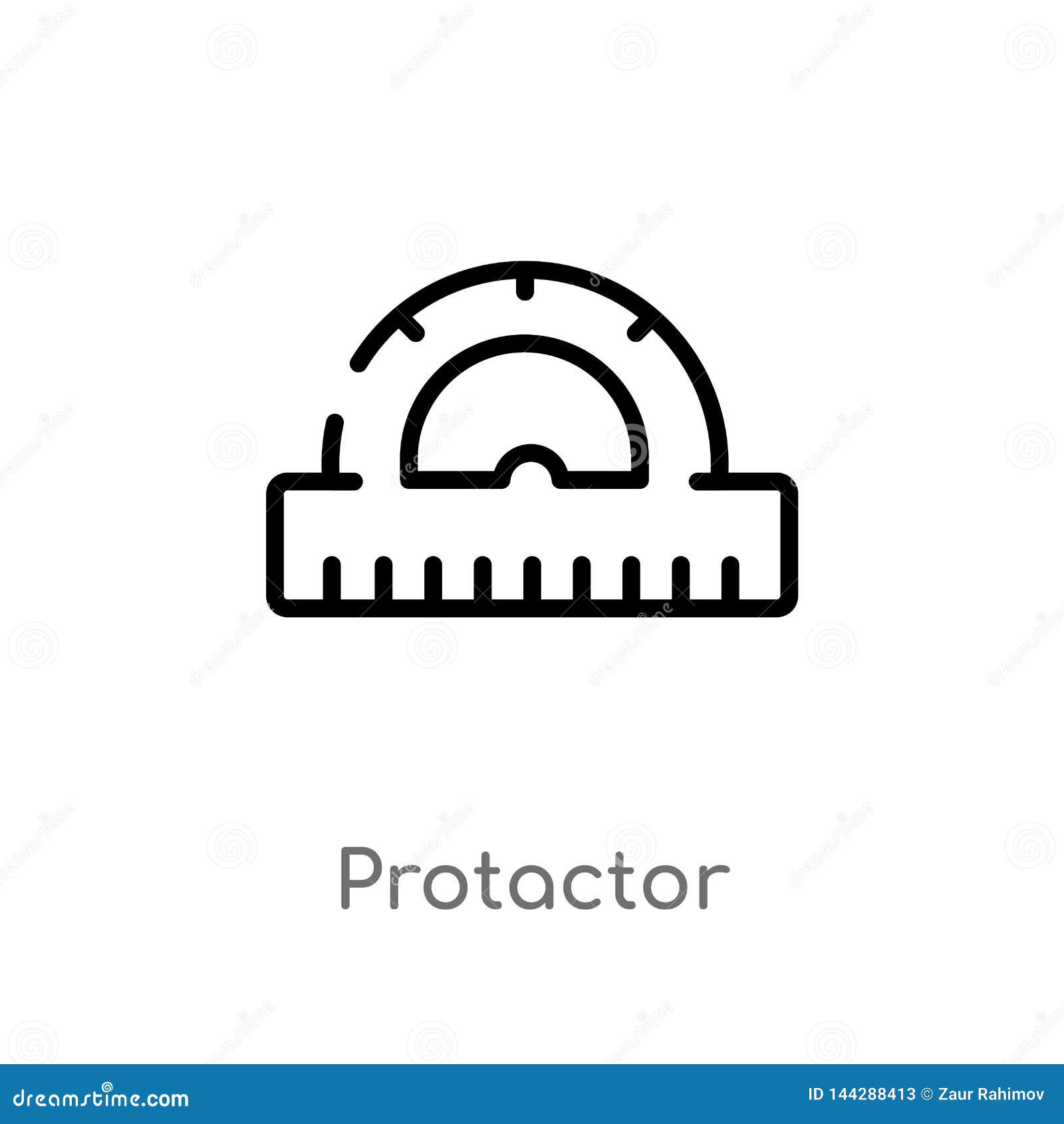Outline Protactor Vector Icon. Isolated Black Simple Line Element Illustration from Measurement ...