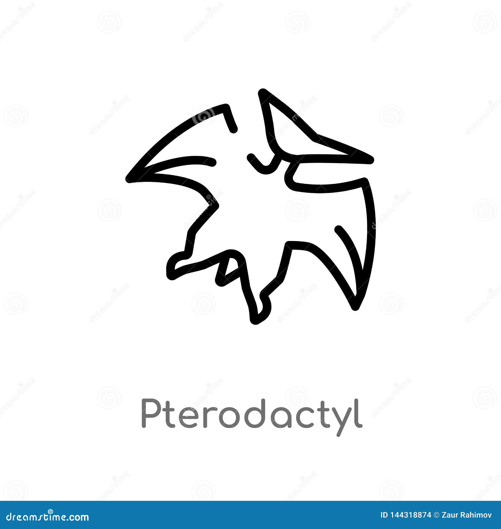 Outline Pterodactyl Vector Icon. Isolated Black Simple Line Element ...
