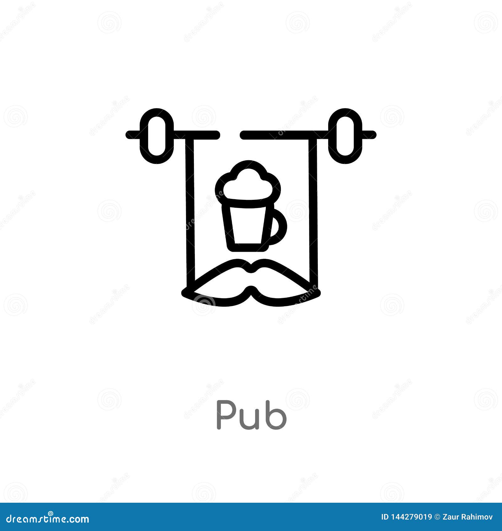 Outline Pub Vector Icon. Isolated Black Simple Line Element ...