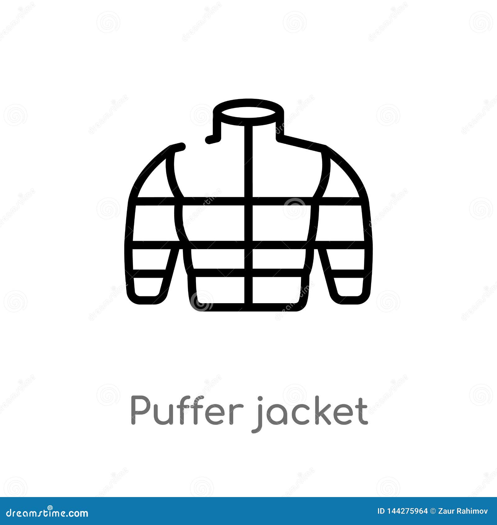Outline Puffer Jacket Vector Icon. Isolated Black Simple Line Element ...
