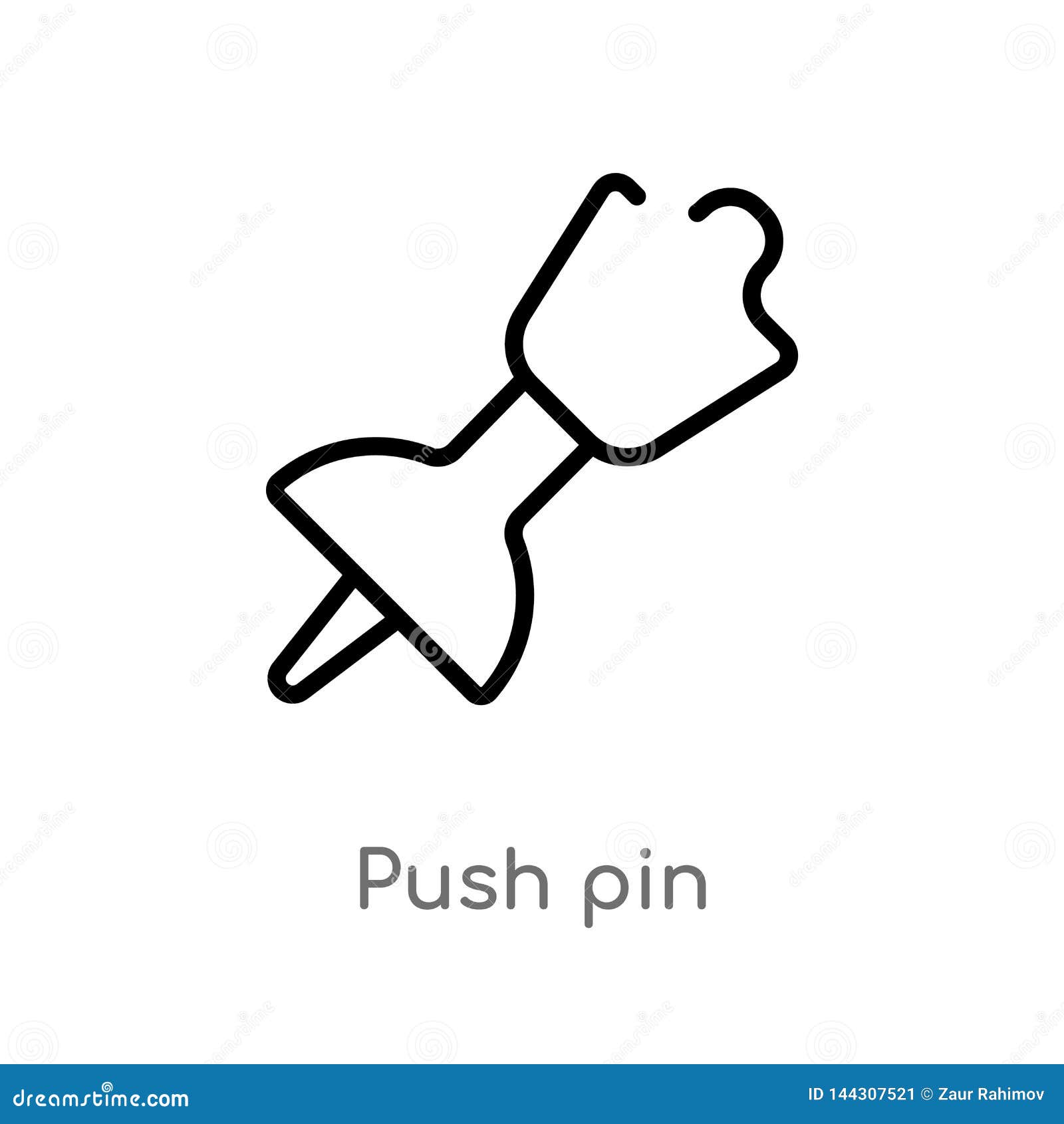 Outline Push Pin Vector Icon. Isolated Black Simple Line Element ...