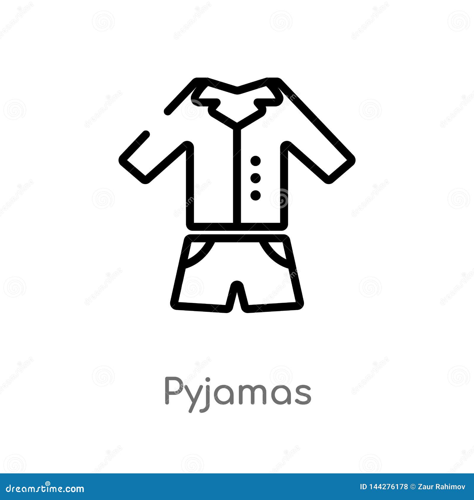 Outline Pyjamas Vector Icon. Isolated Black Simple Line Element ...