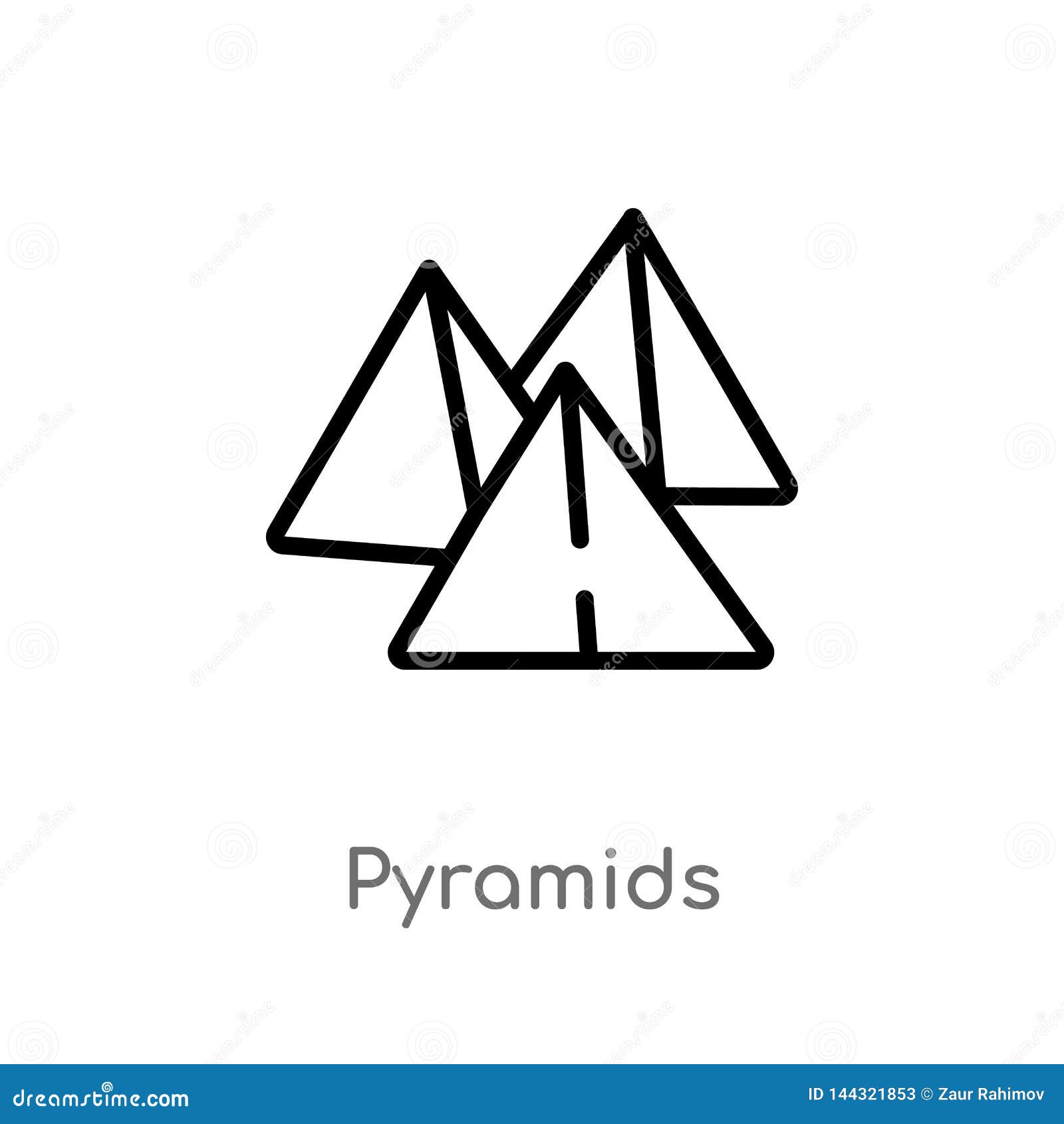 Outline Pyramids Vector Icon. Isolated Black Simple Line Element ...