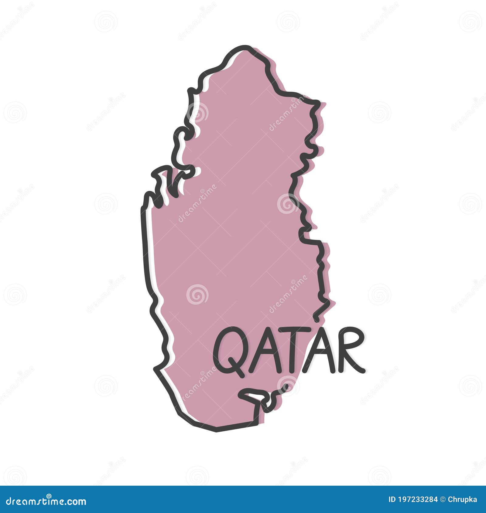 Outline of Qatar map stock vector. Illustration of qatari - 197233284