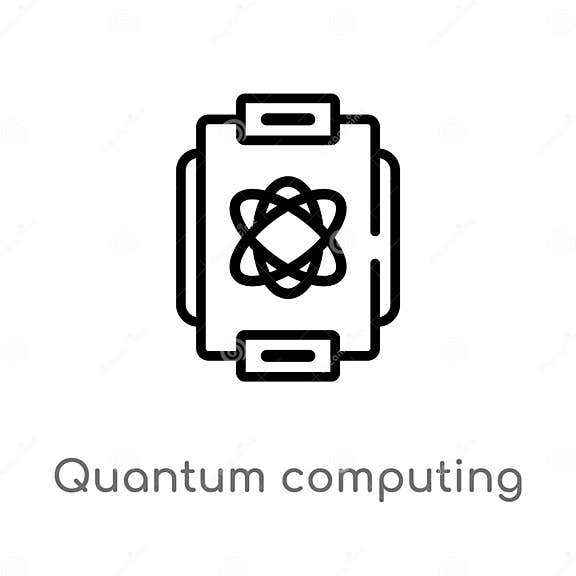 Outline Quantum Computing Vector Icon. Isolated Black Simple Line ...
