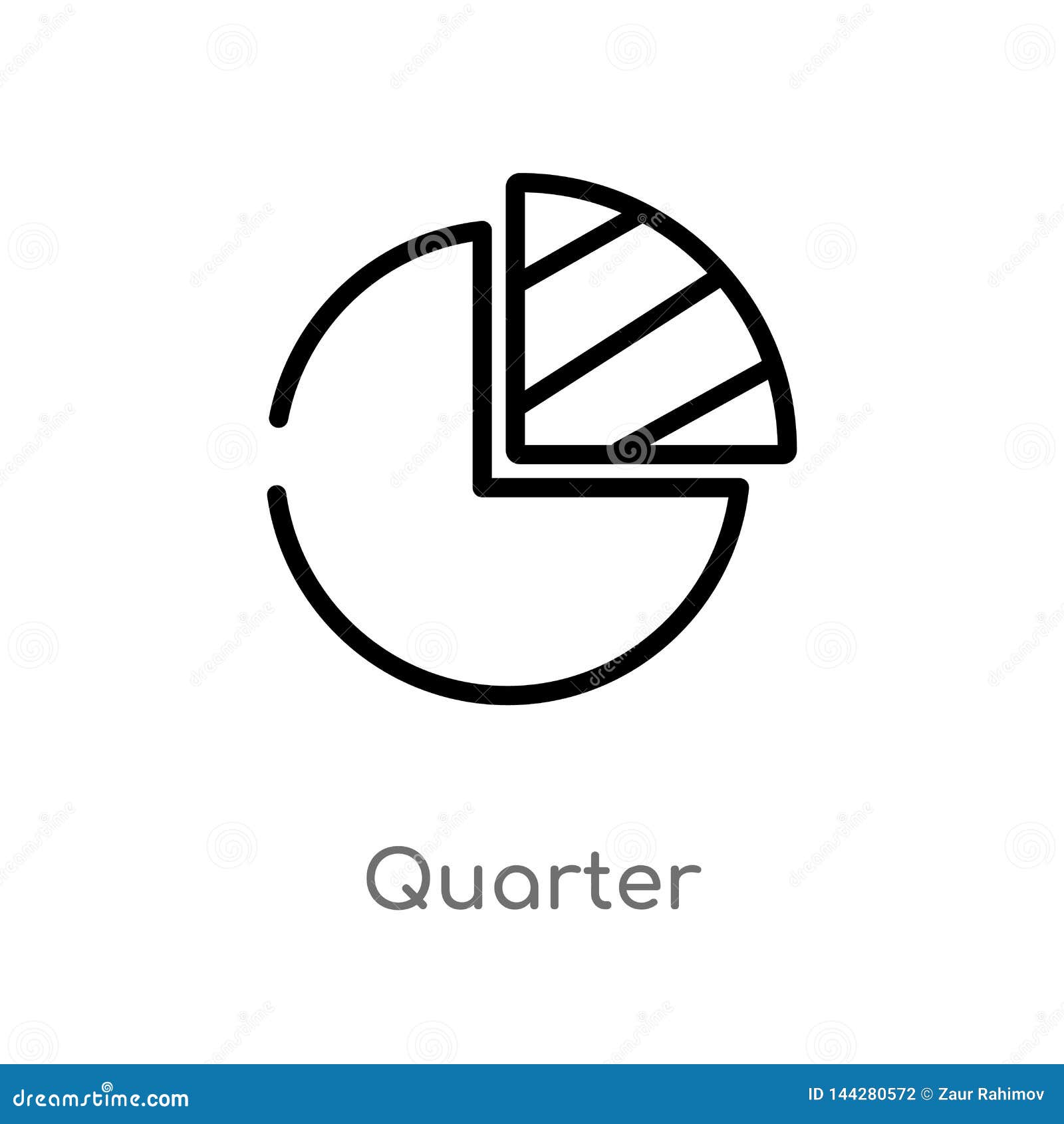 Outline Quarter Vector Icon. Isolated Black Simple Line Element ...