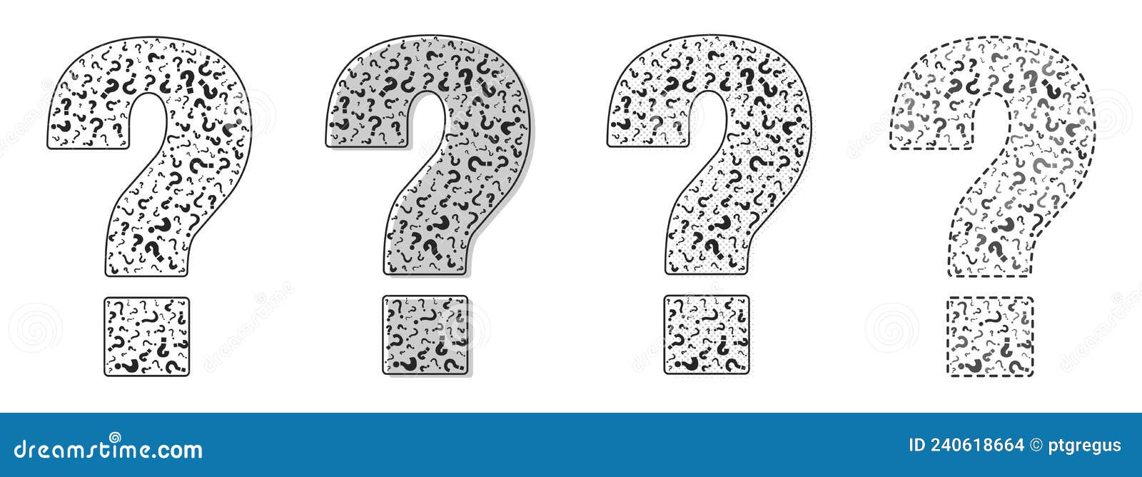 Outline Question Marks are Filled with Random Small Question Marks in ...