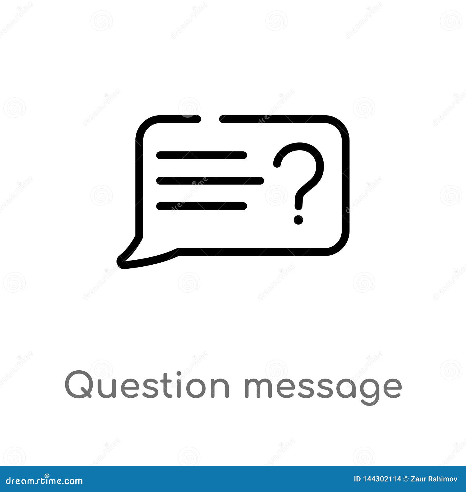 Outline Question Message Vector Icon. Isolated Black Simple Line ...