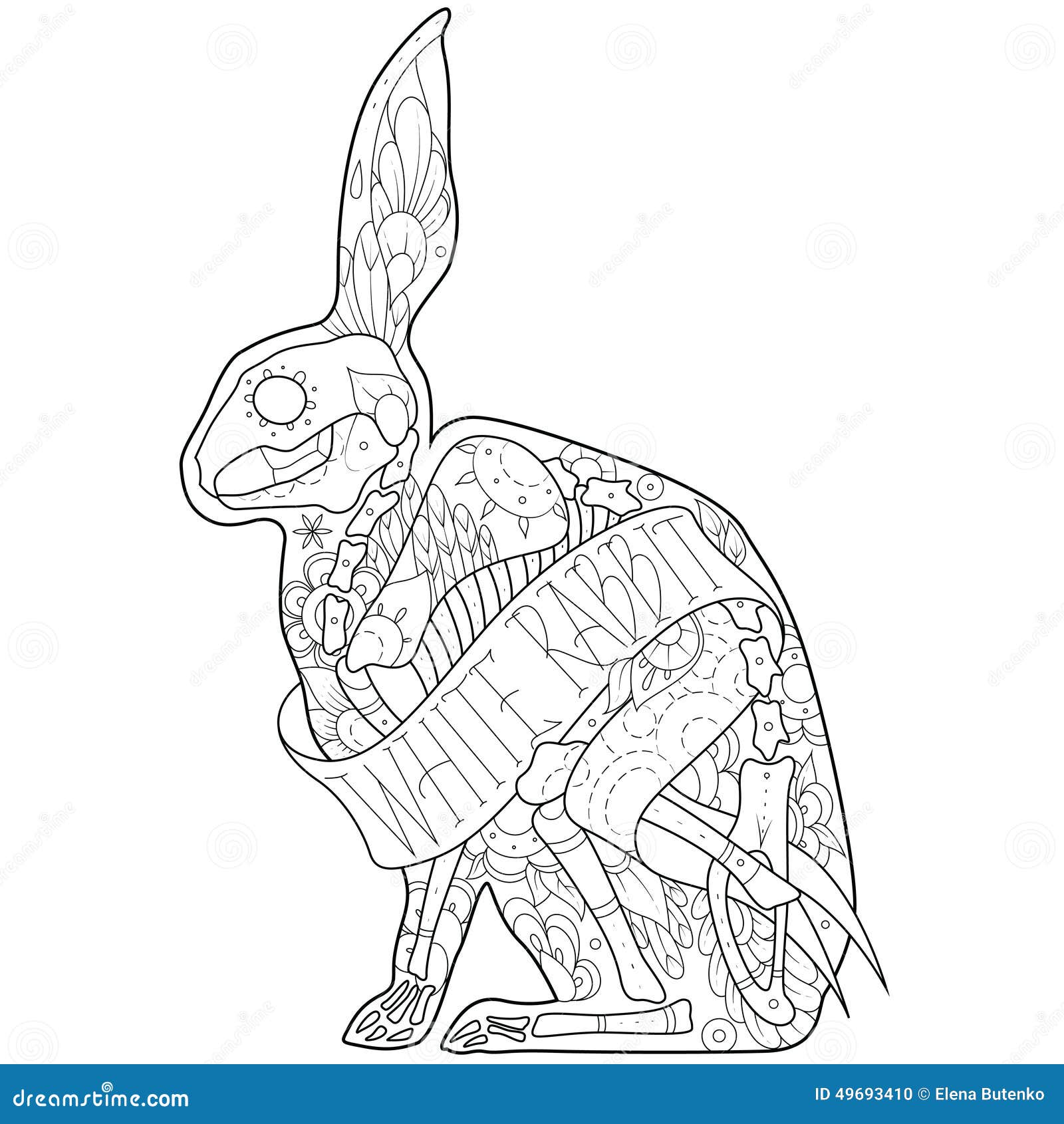 Outline rabbit stock vector. Illustration of hand, greeting - 49693410