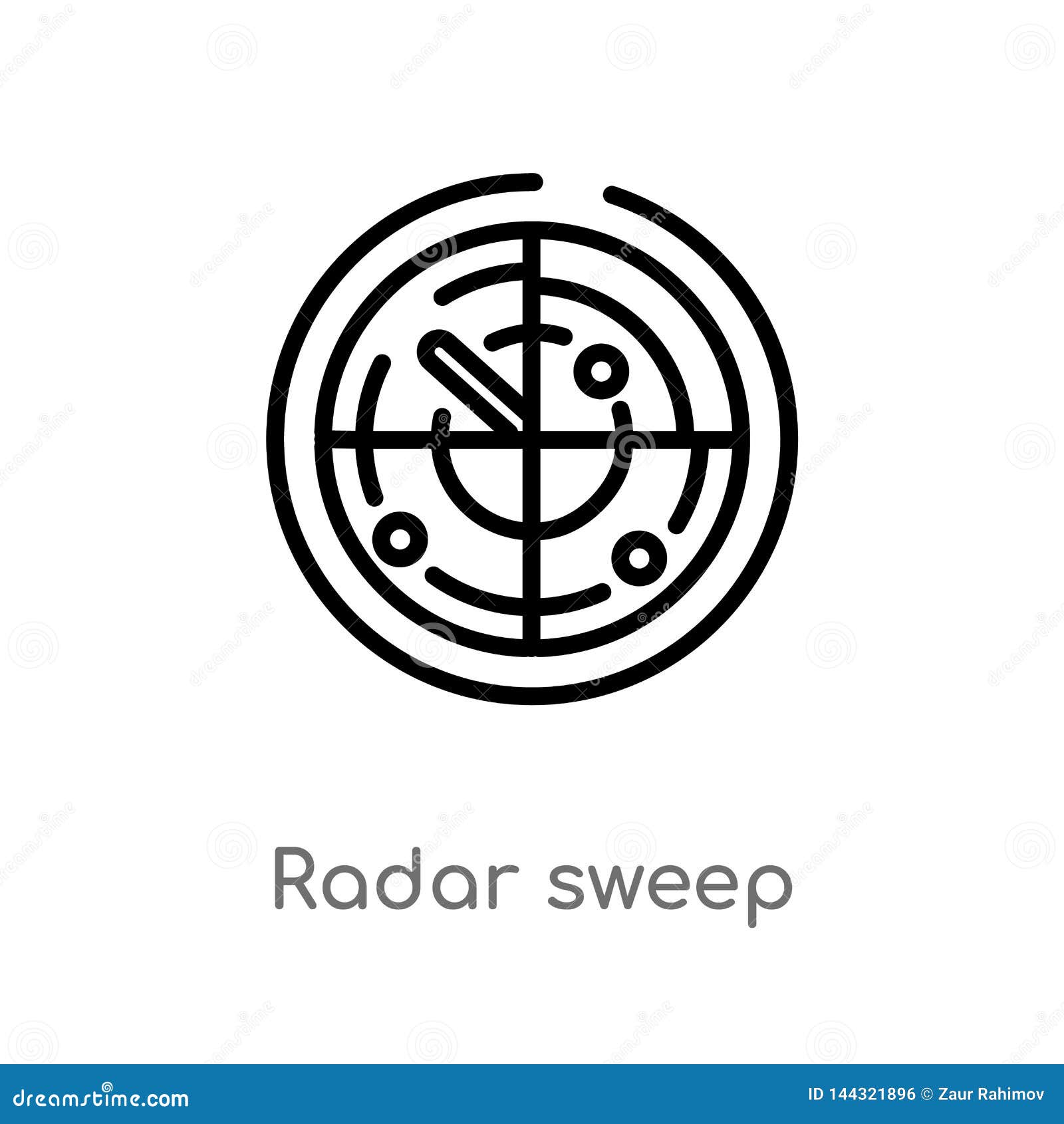 Outline Radar System Vector Icon. Isolated Black Simple Line Element ...