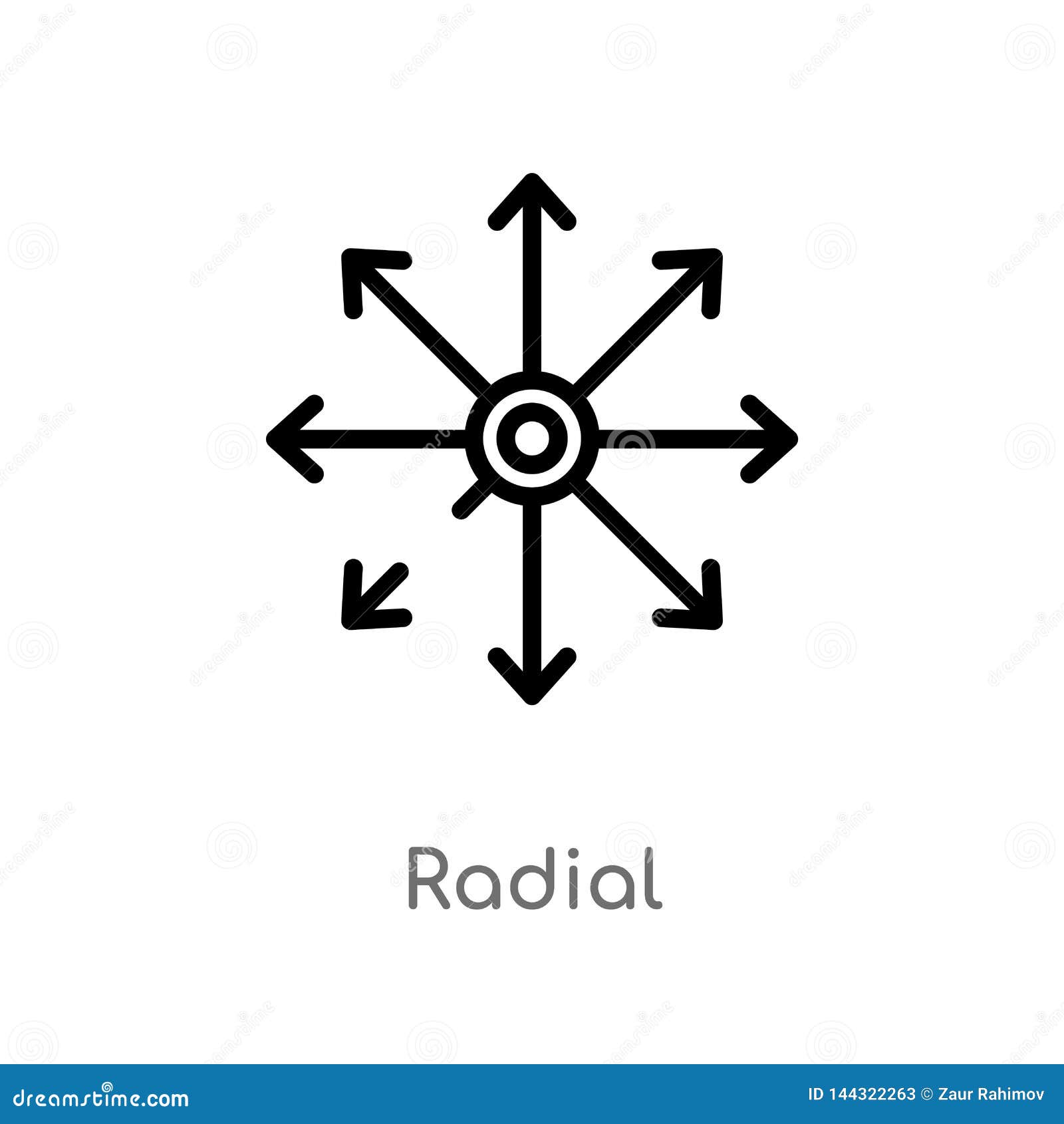 Outline Radial Vector Icon. Isolated Black Simple Line Element ...