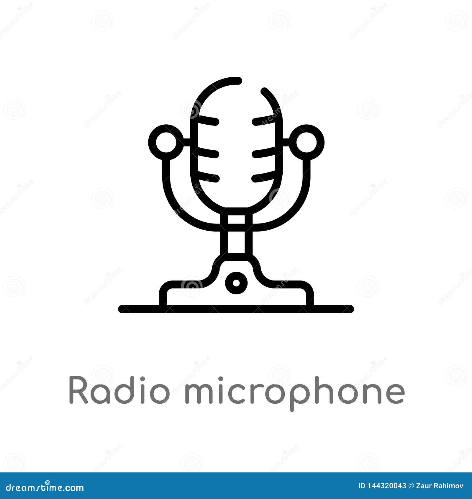 Outline Radio Microphone Vector Icon. Isolated Black Simple Line ...