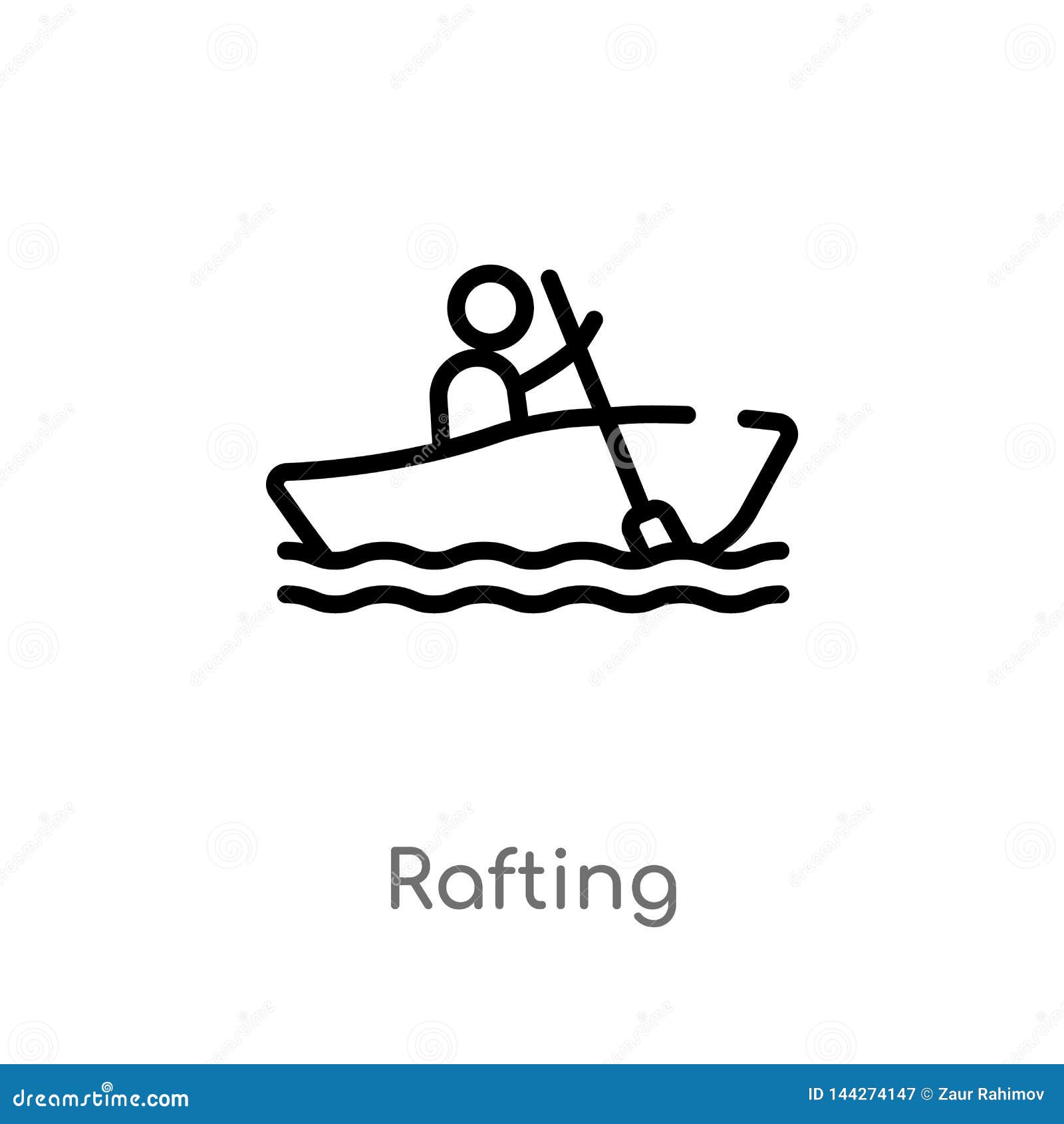 Outline Rafting Vector Icon. Isolated Black Simple Line Element ...
