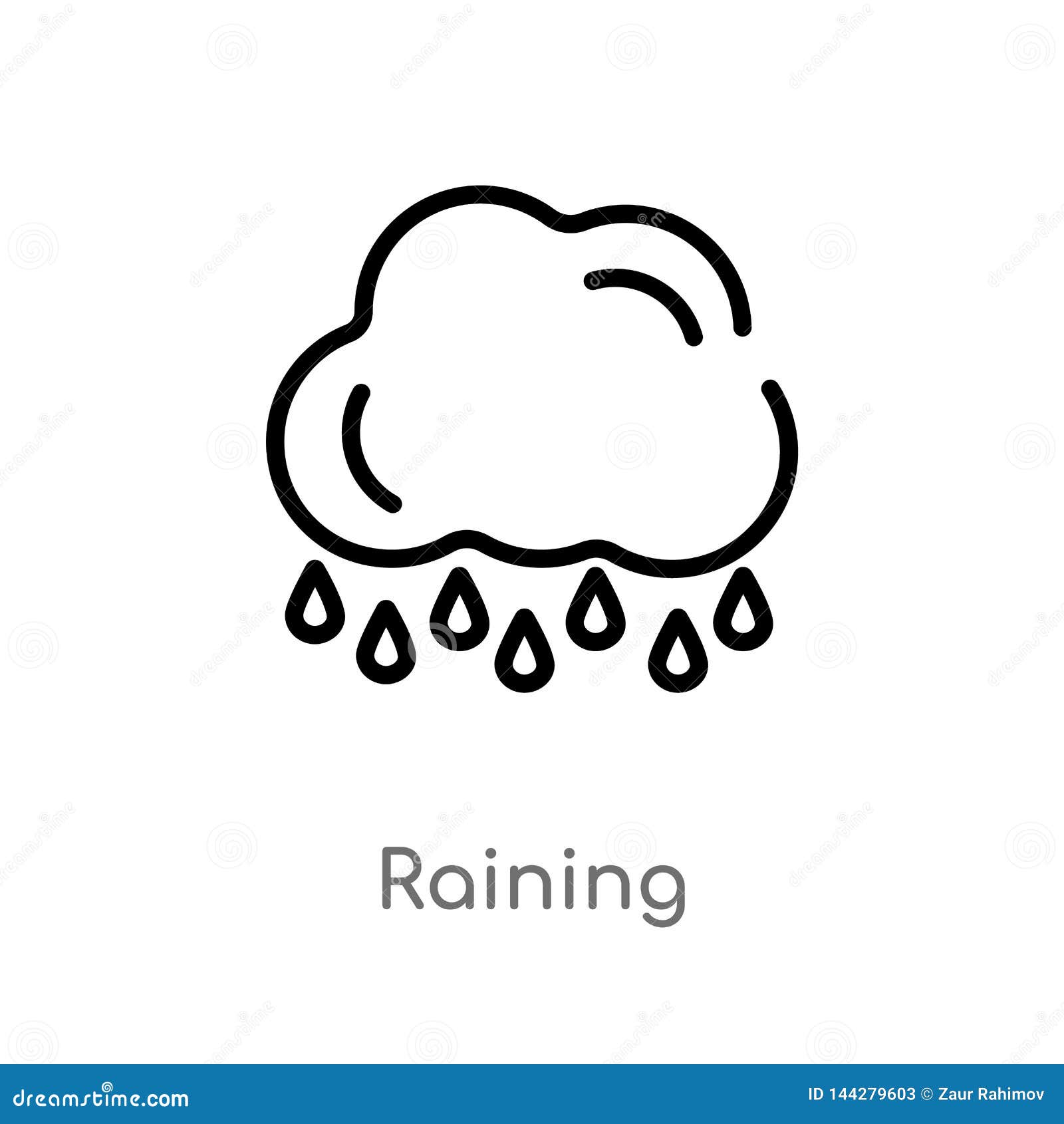 Outline Raining Vector Icon. Isolated Black Simple Line Element ...