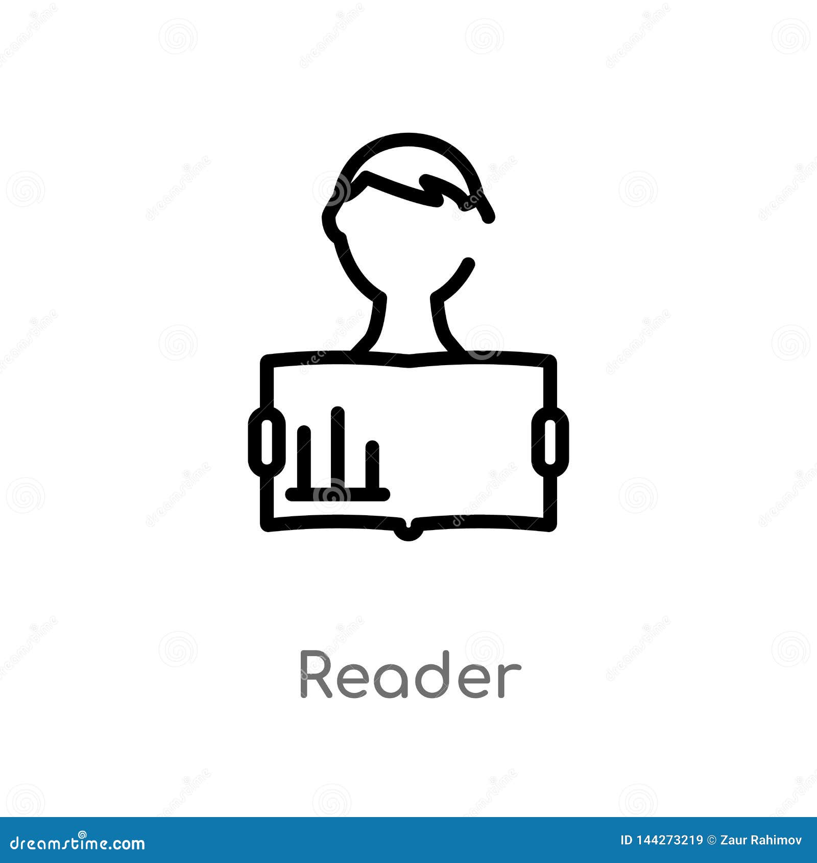 Outline Reader Vector Icon. Isolated Black Simple Line Element ...