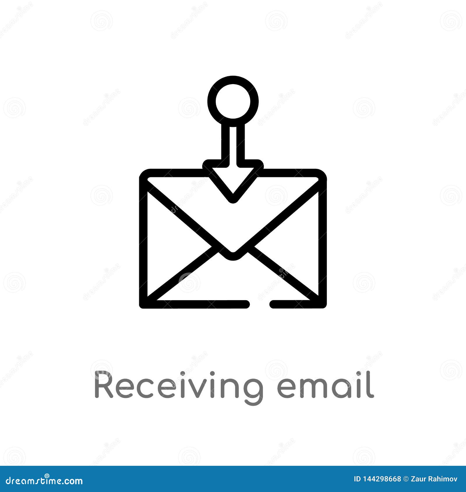 Outline Receiving Email Vector Icon. Isolated Black Simple Line Element ...