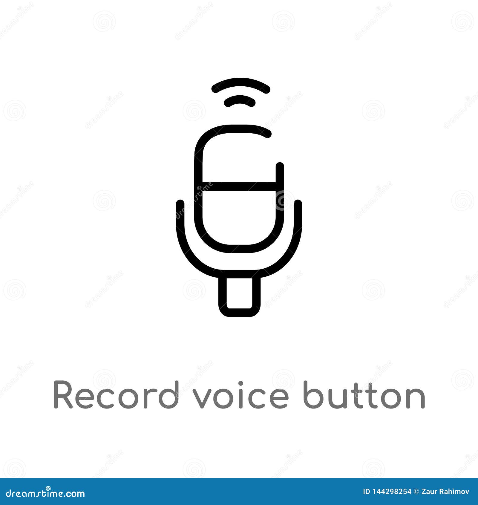 Outline Record Voice Button Vector Icon. Isolated Black Simple Line ...
