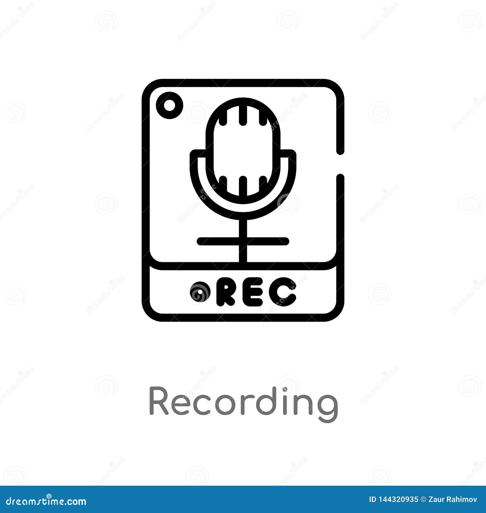 Outline Recording Vector Icon. Isolated Black Simple Line Element ...