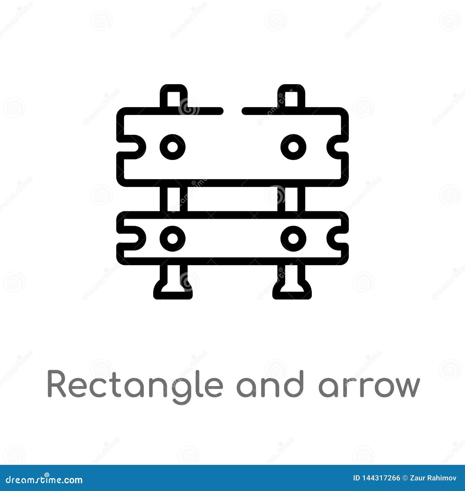 Outline Rectangle and Arrow Vector Icon. Isolated Black Simple Line ...